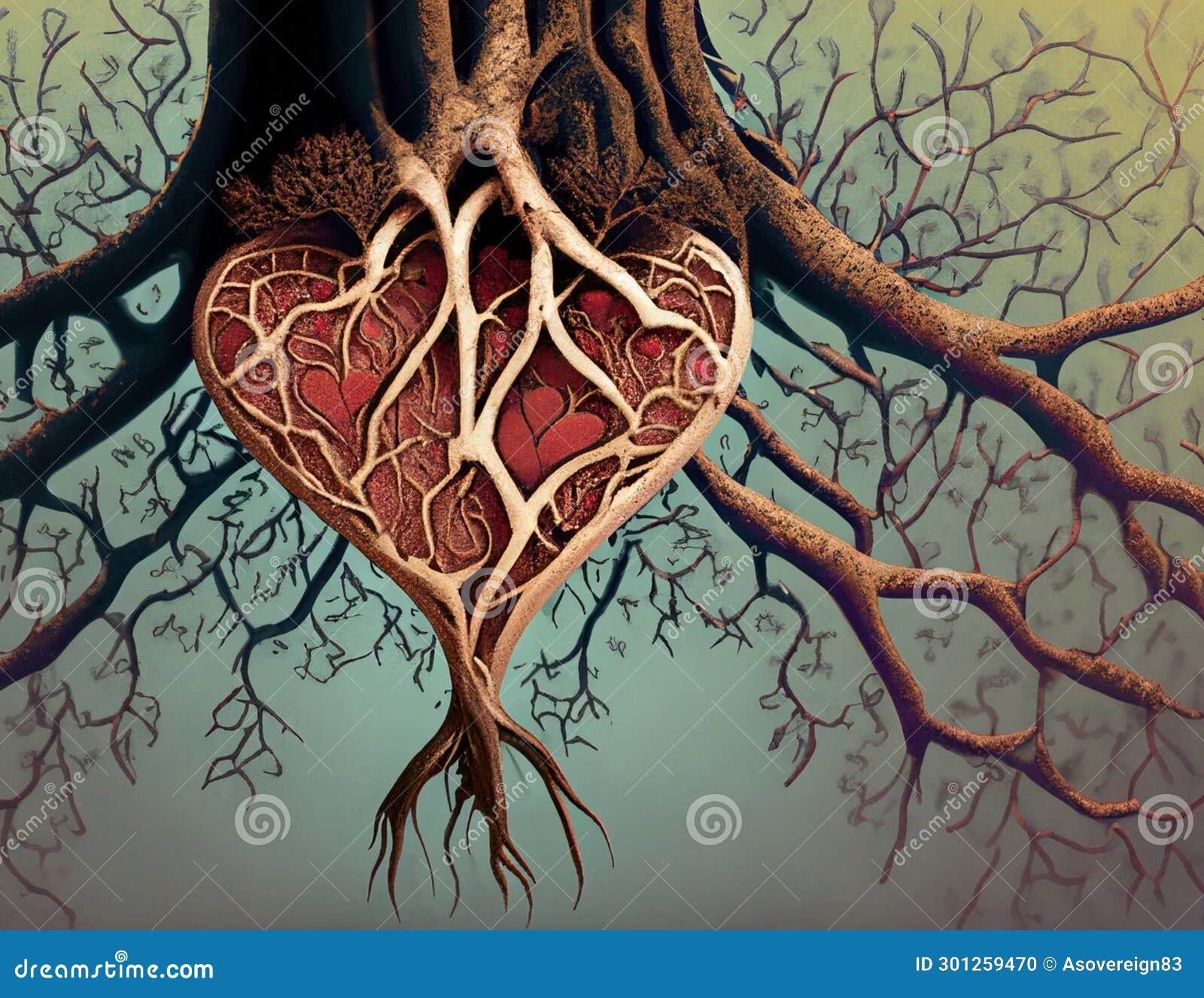 Tree Roots Forming the Shape of a Heart Stock Illustration ...