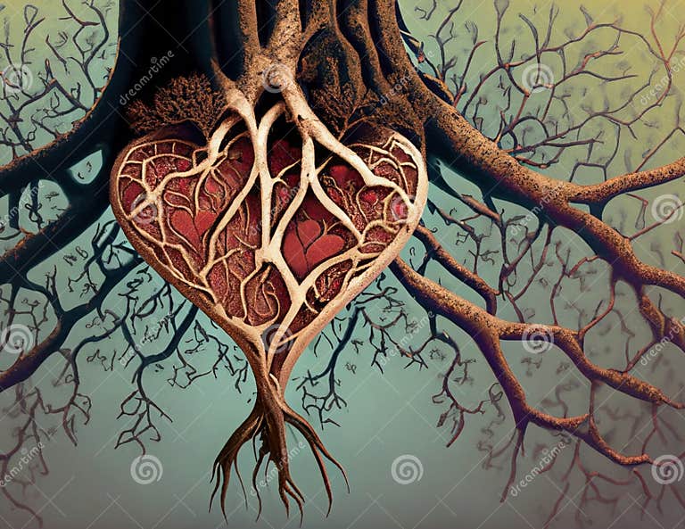 Tree Roots Forming the Shape of a Heart Stock Illustration ...
