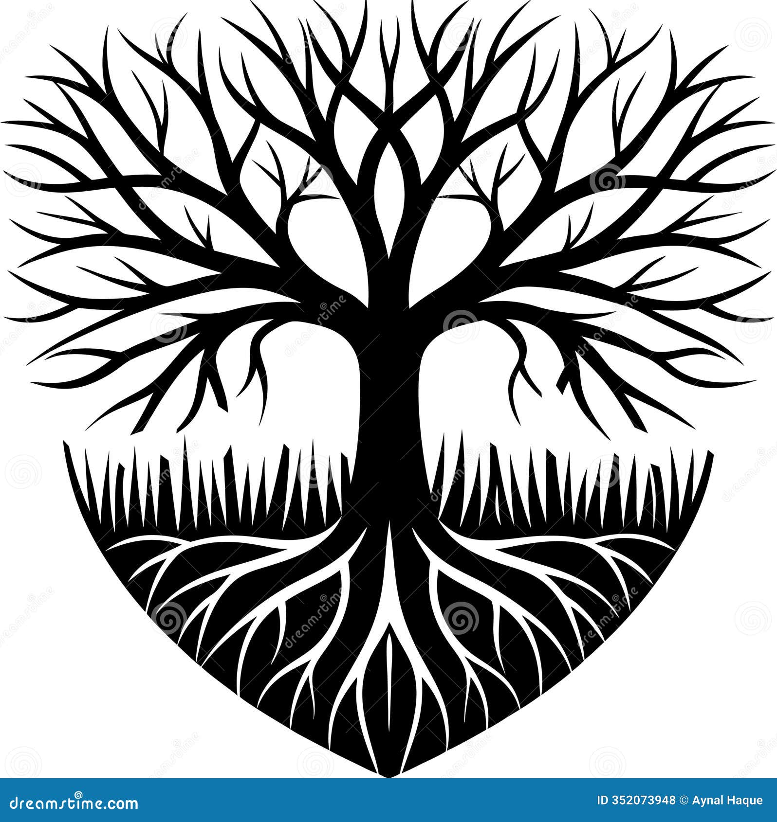 A Tree Roots Forming the Shape of a Heart Silhouette Stock Illustration ...