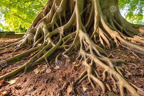 Tree Roots Growing Deep into Ground Stock Illustration - Illustration ...