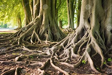 Tree Roots Growing Deep into Ground Stock Illustration - Illustration ...