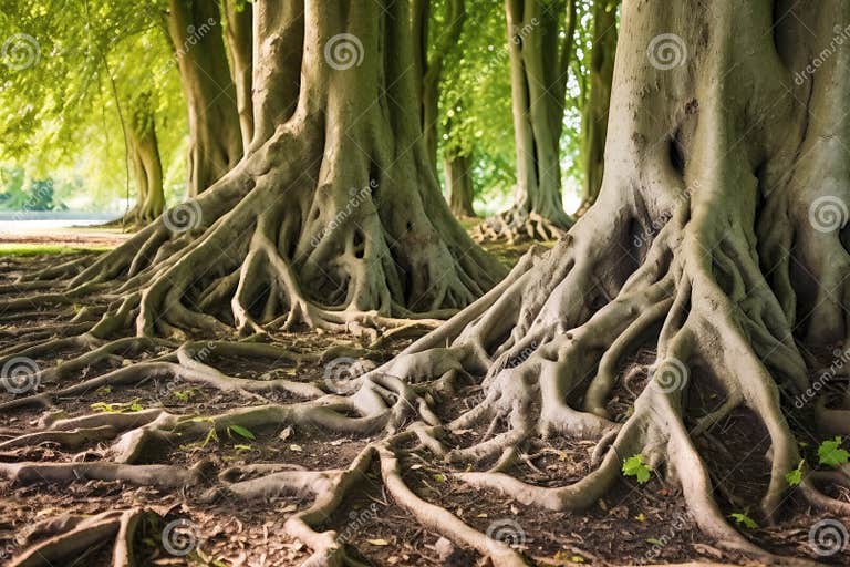Tree Roots Growing Deep into Ground Stock Illustration - Illustration ...