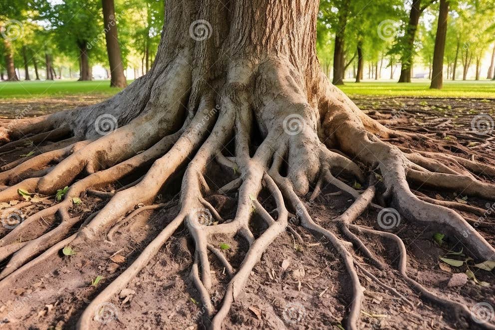 Tree Roots Growing Deep into Ground Stock Photo - Image of generated ...