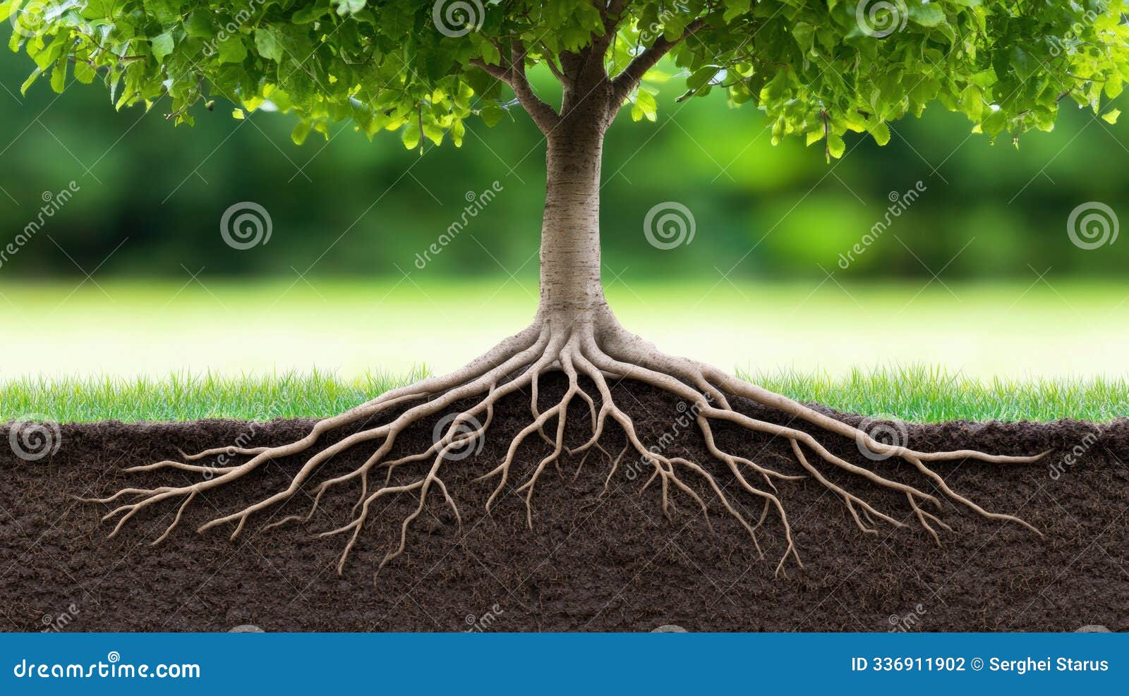A Tree with Roots Growing Out of the Ground, AI Stock Photo - Image of ...