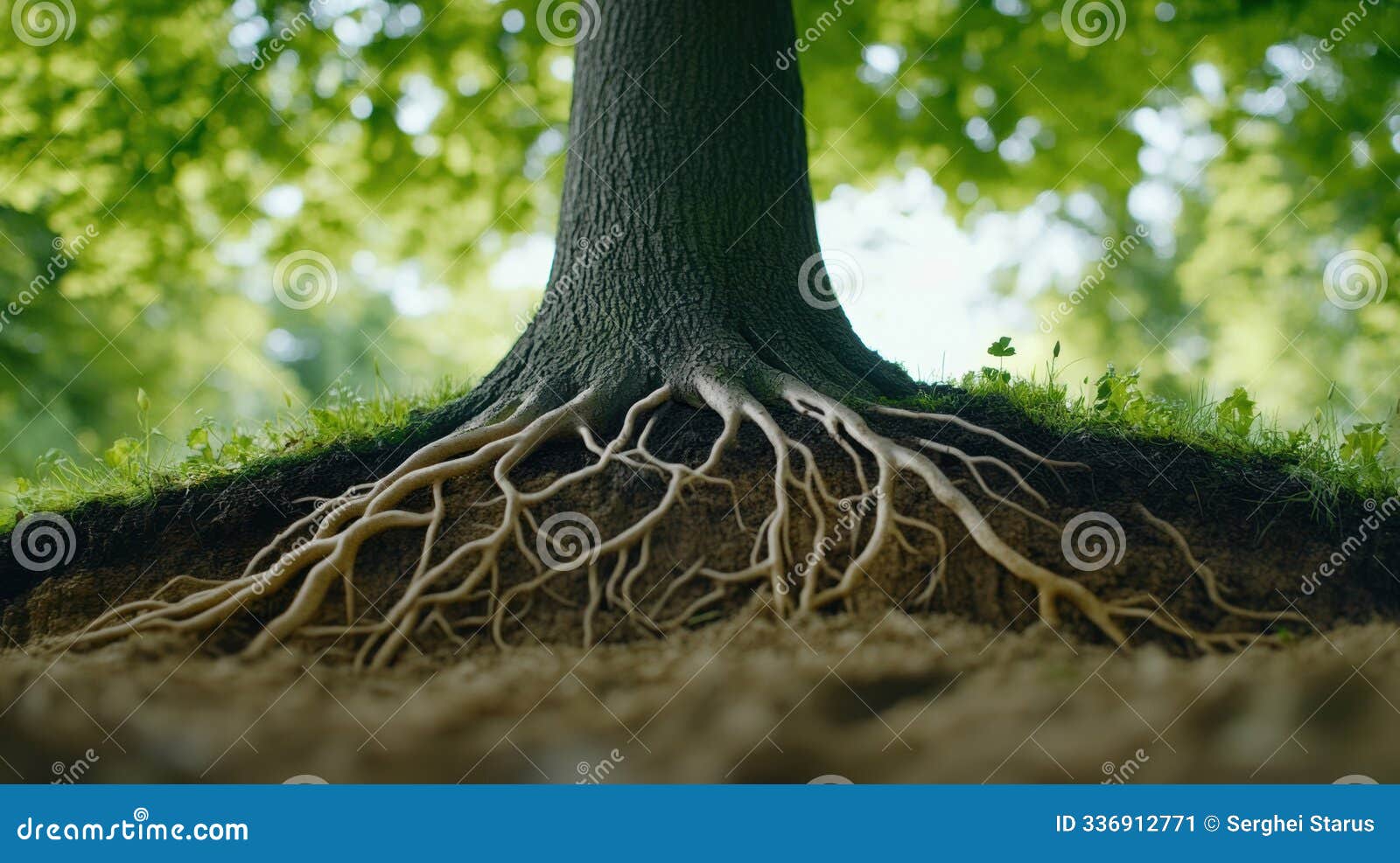 A Tree with Roots Growing Out of the Ground, AI Stock Image - Image of ...
