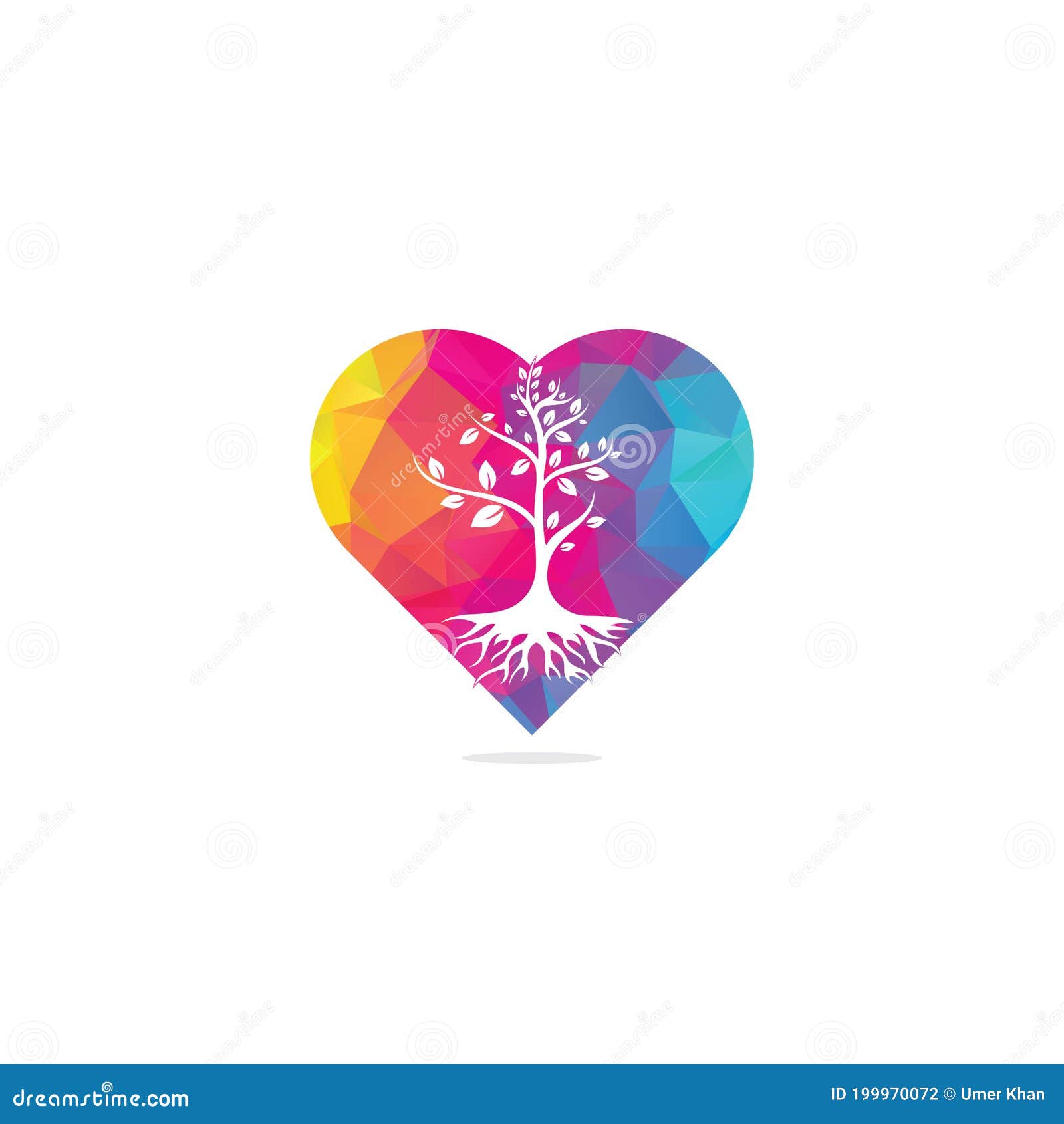 Tree Roots Heart Shape Concept Vector Logo Design. Stock Vector ...