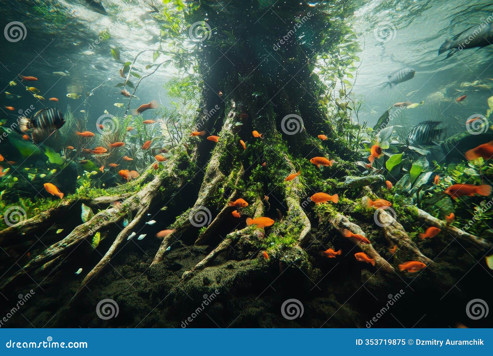 Tree Roots Hidden Beneath the Water, Thriving Aquatic Plants, and an ...