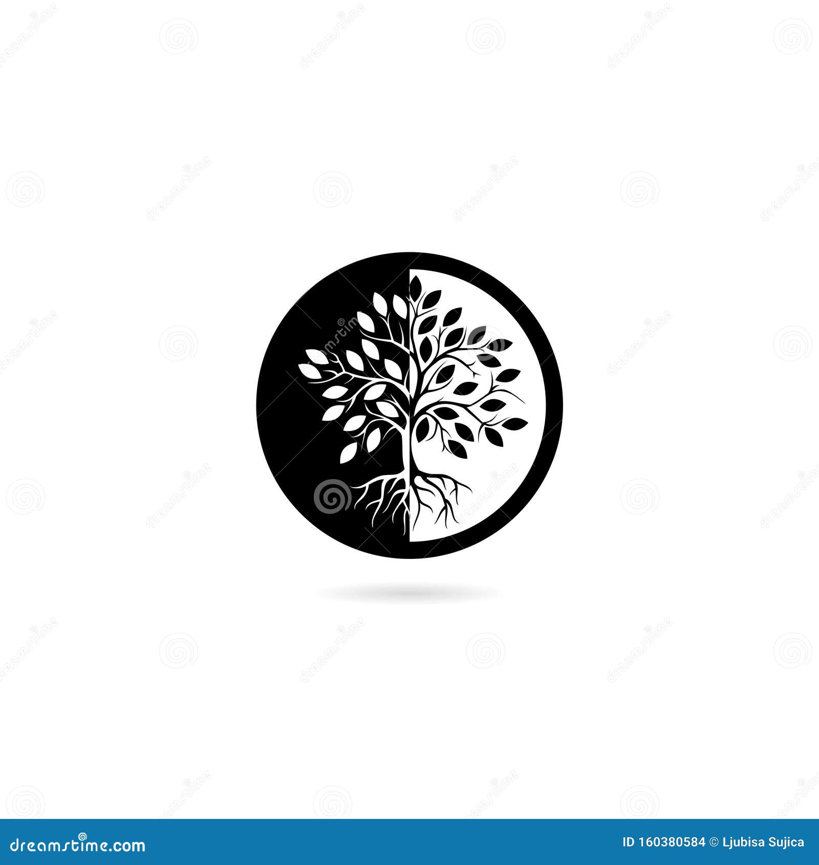 Tree and Roots Icon Isolated on White Background Stock Vector ...