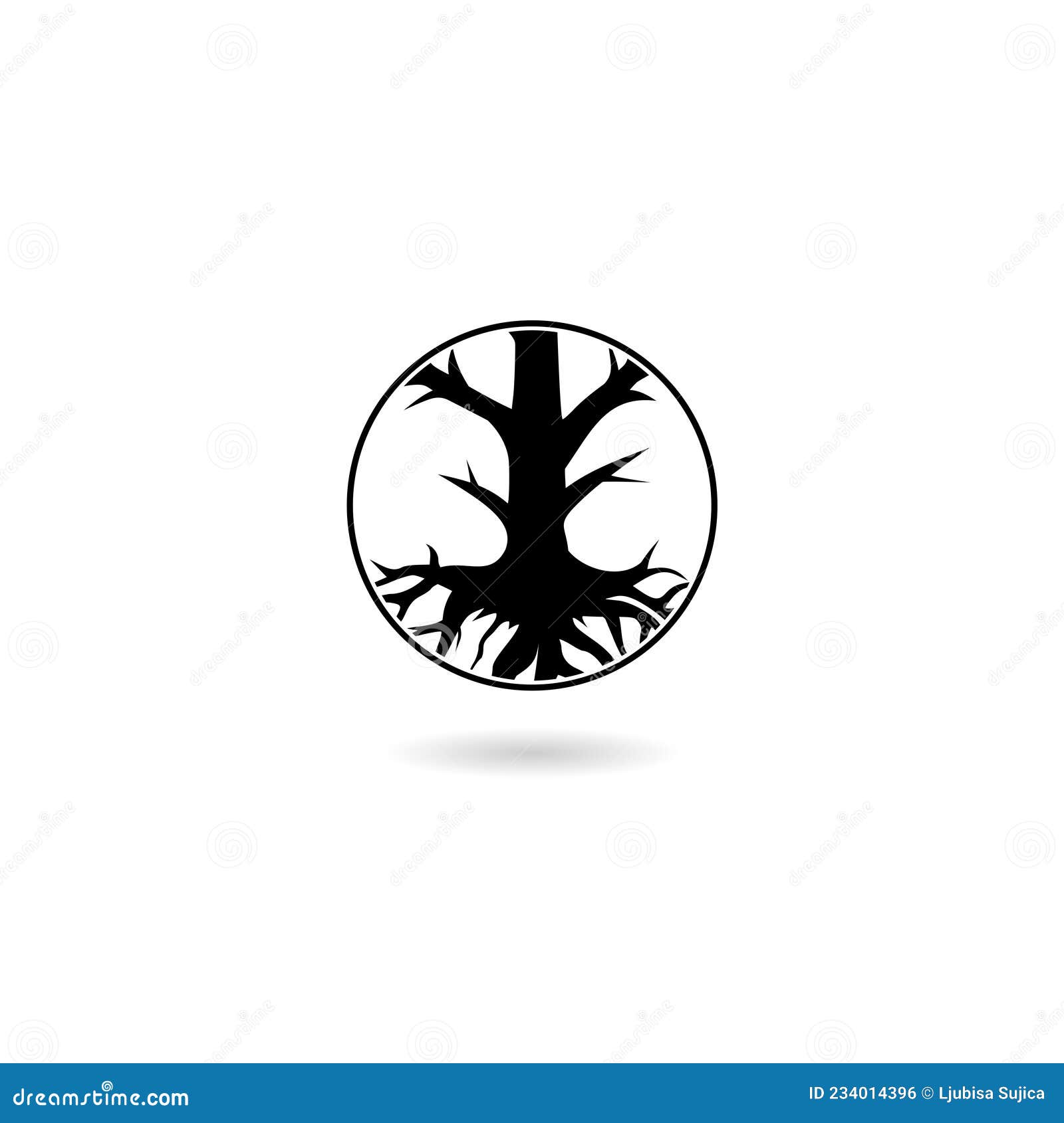 Tree with Roots Icon with Shadow Stock Vector - Illustration of ...