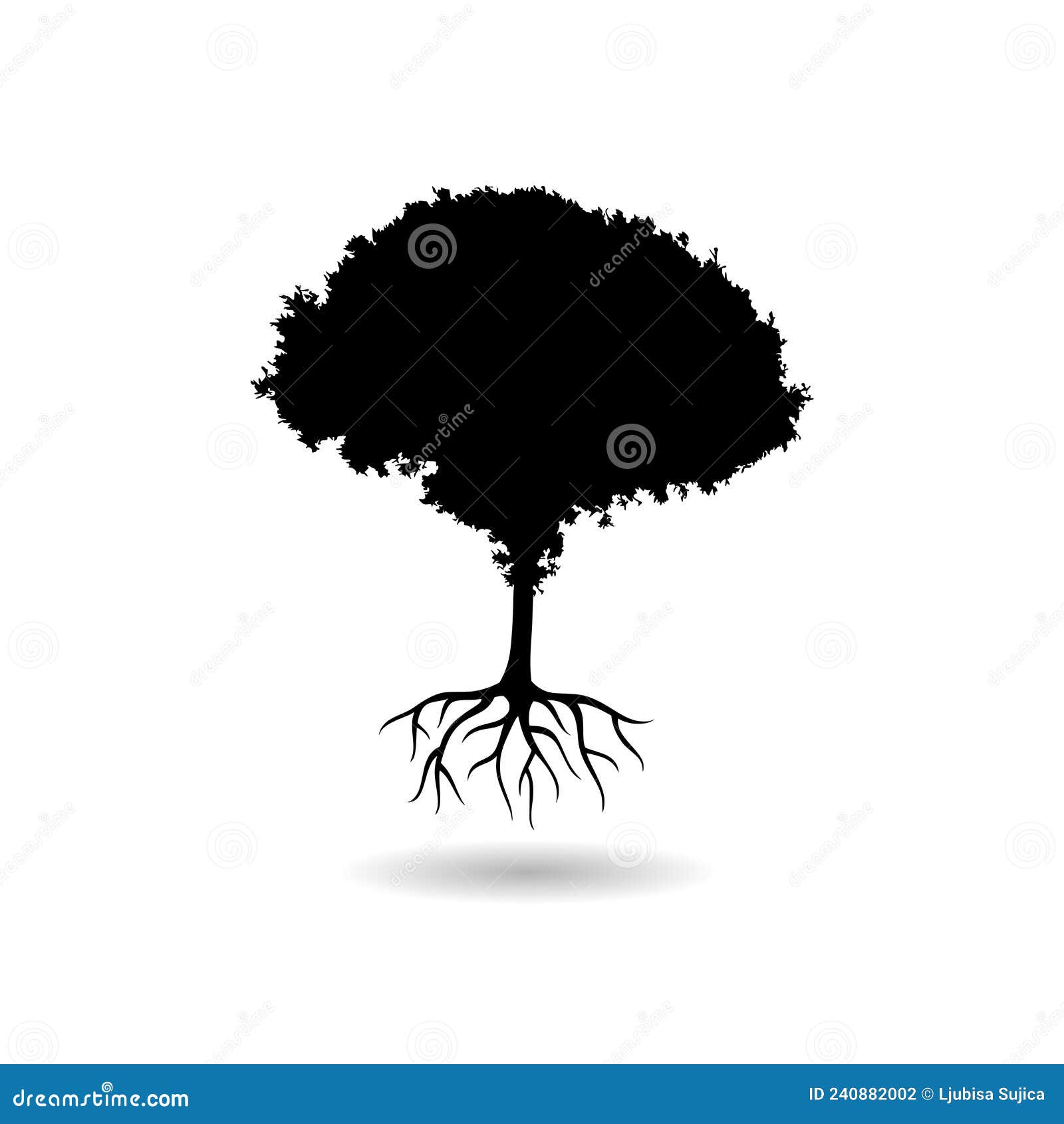 Tree and Roots Icon with Shadow Stock Vector - Illustration of forest ...