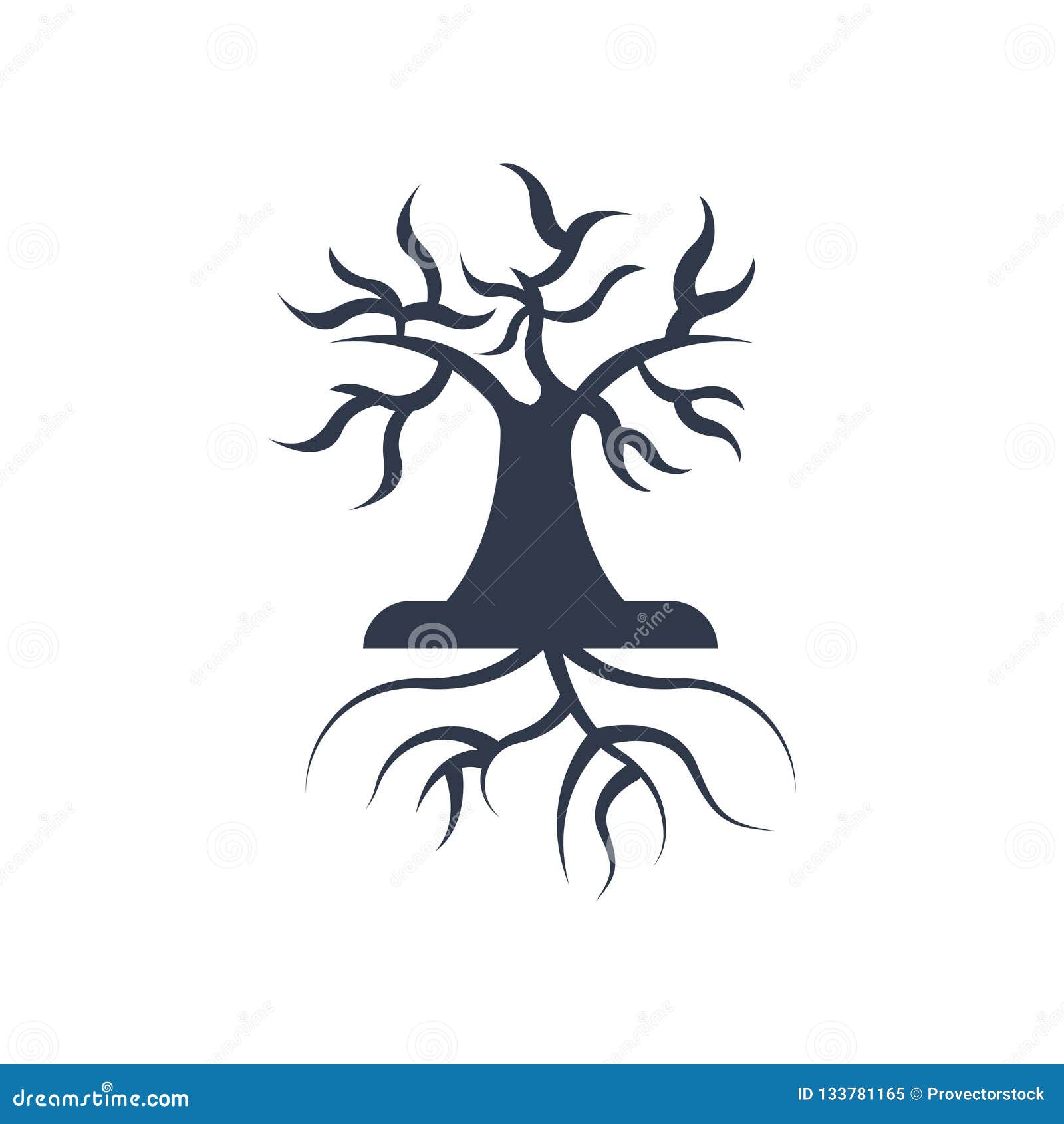 Tree and Roots Icon Vector Sign and Symbol Isolated on White Background ...