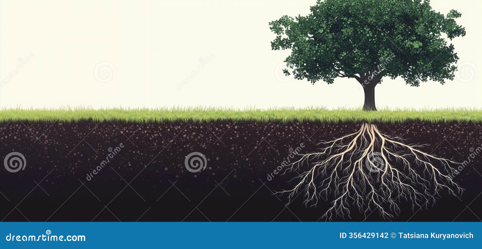 Tree with Roots Illustration, Depicting Underground Root System, Green ...