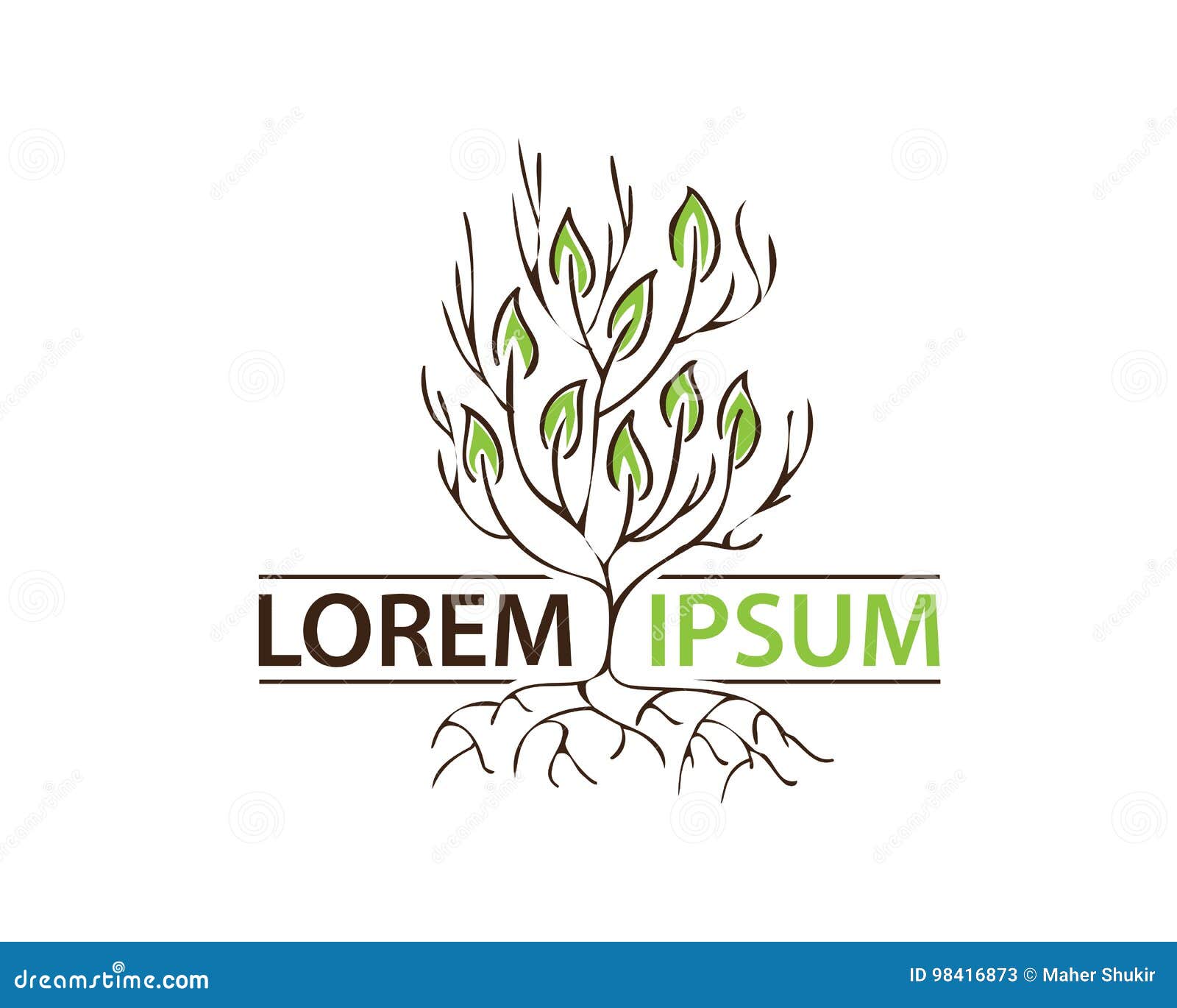 Tree with Roots Illustration Stock Vector - Illustration of sign ...