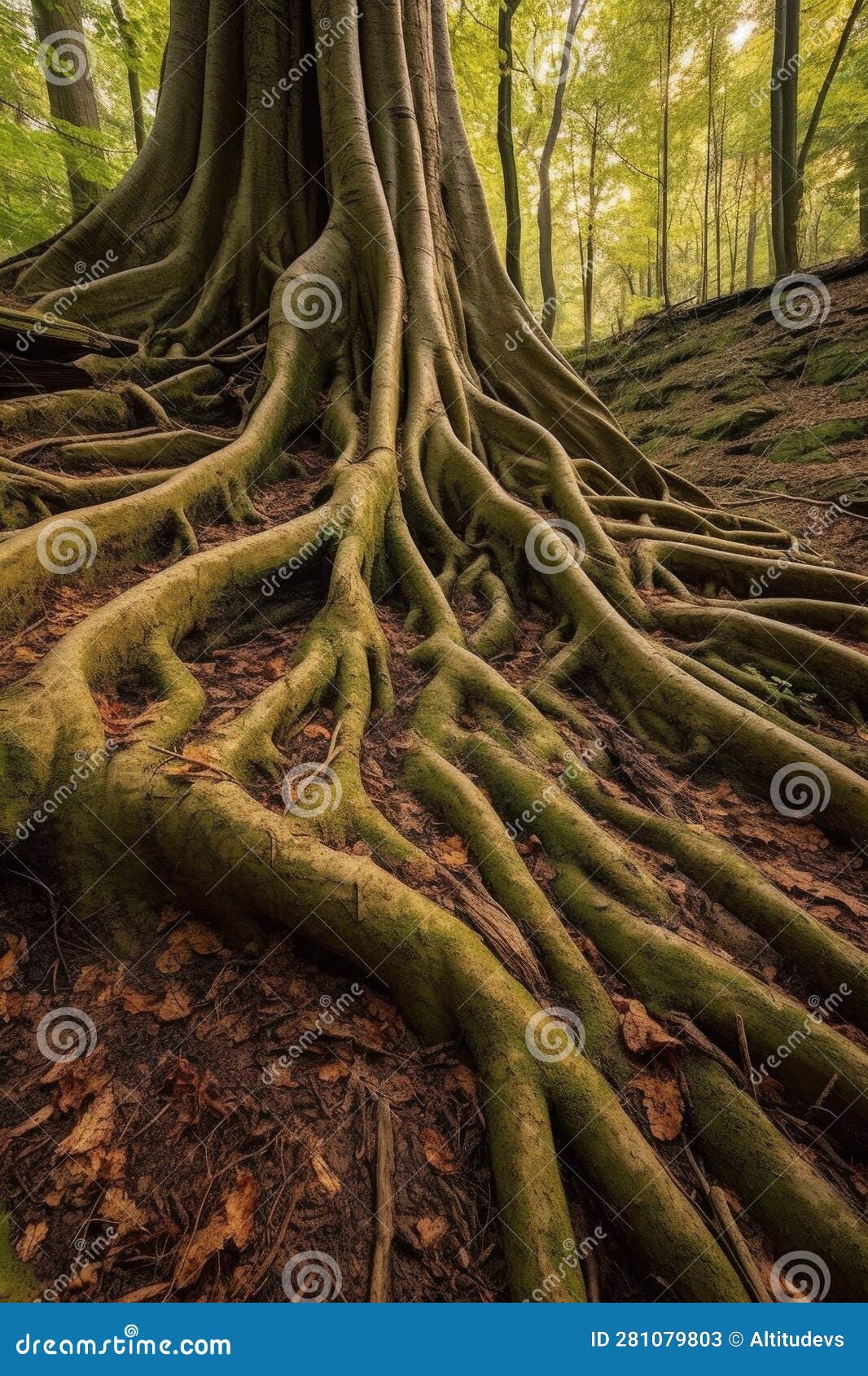 Tree Roots Intertwining on a Forest Floor Stock Illustration ...