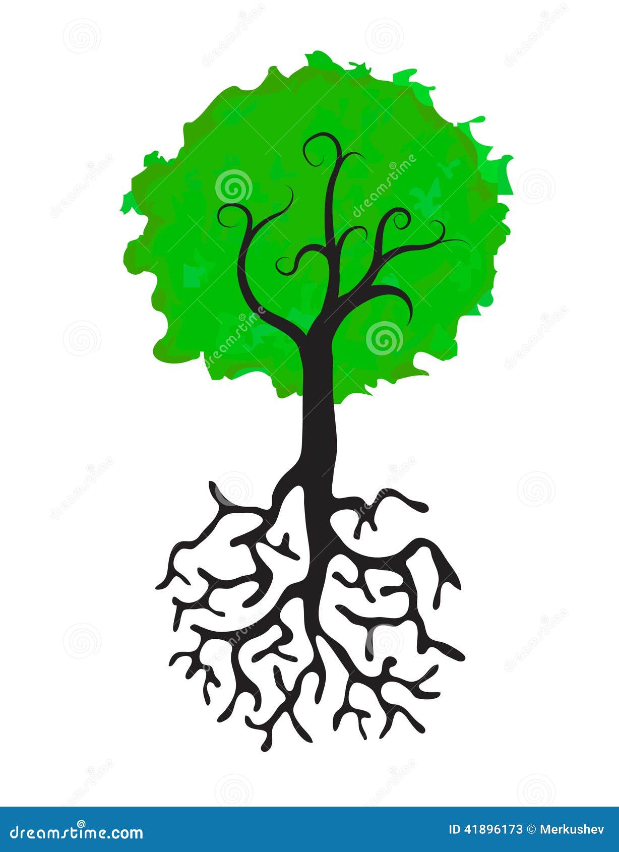 Tree with Roots Isolated White Background Stock Illustration ...