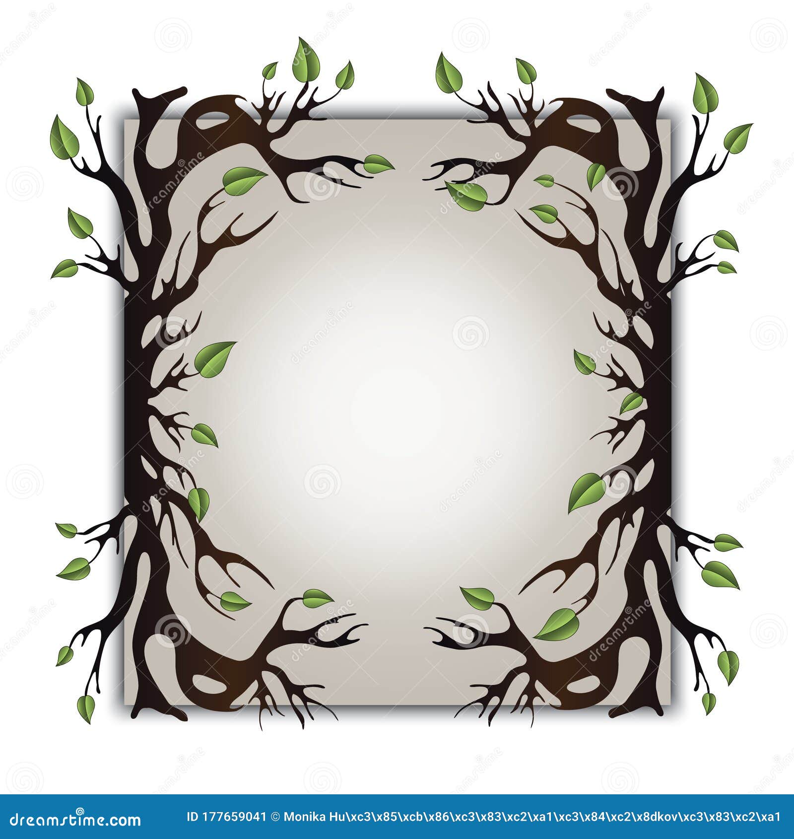 Tree with Roots and Leaves As Frame on Paper Background Blank Stock ...