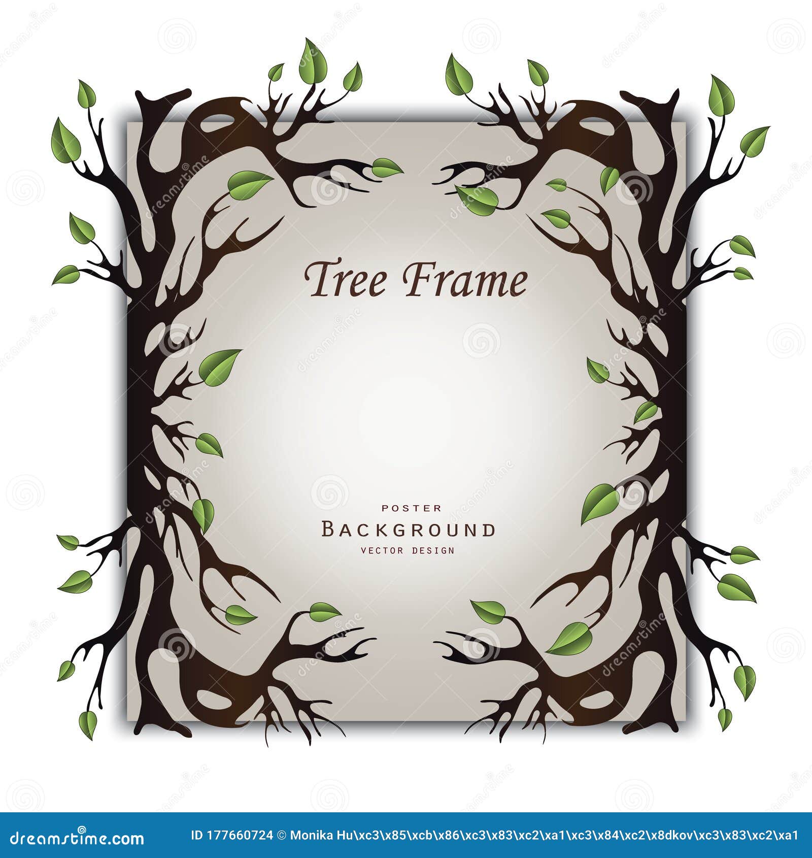 Tree with Roots and Leaves As Frame on Paper Background Stock Vector ...