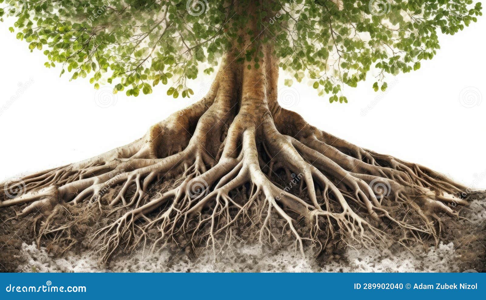 A Tree with Roots and Leaves Stock Illustration - Illustration of ...