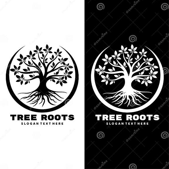 Tree Roots Logo Design Icon Stock Vector - Illustration of natural ...