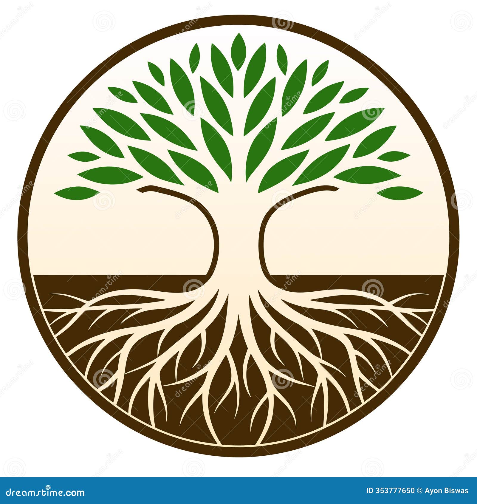 Tree Roots Logo. stock illustration. Illustration of growth - 353777650
