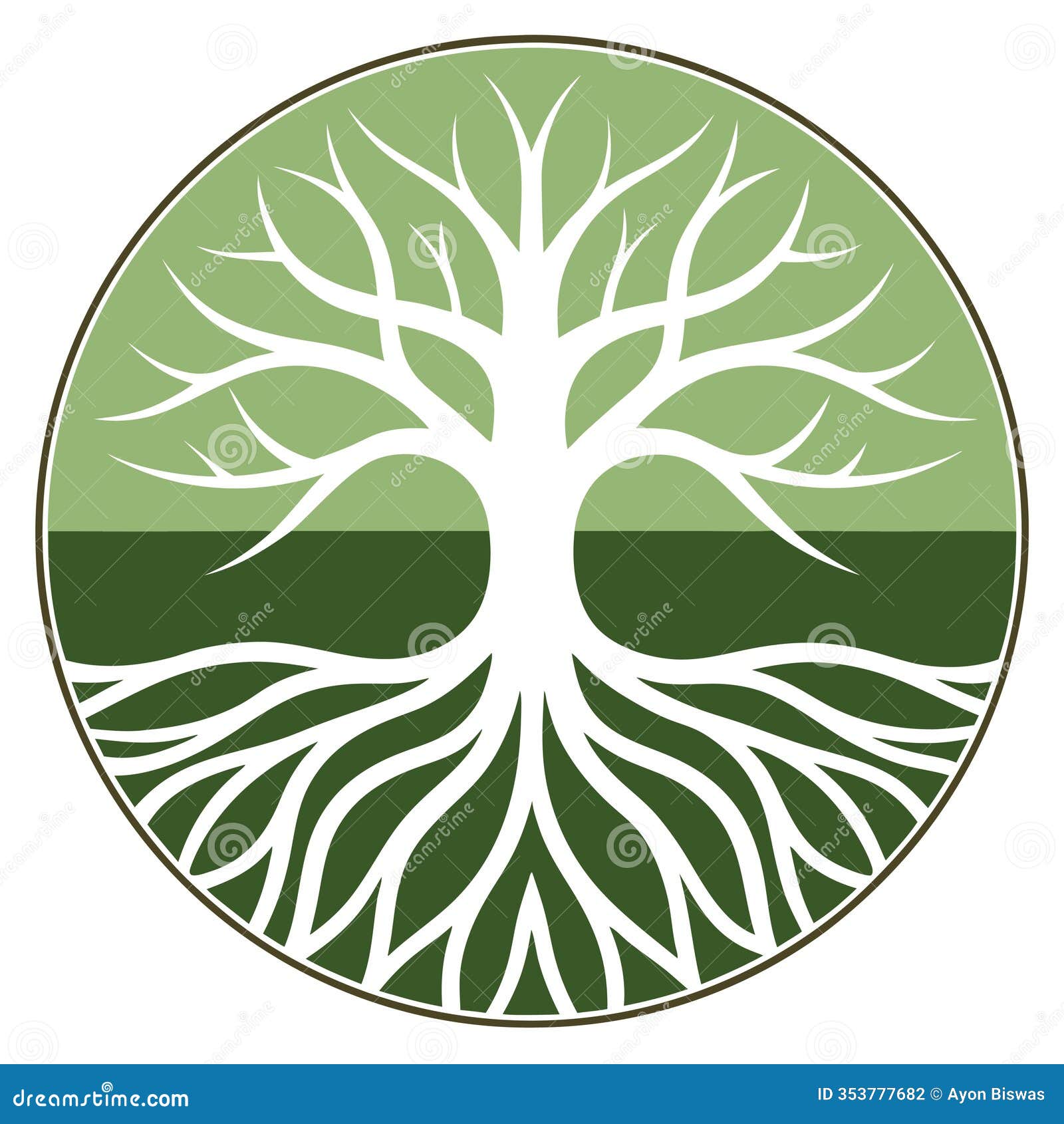 Tree Roots Logo. stock illustration. Illustration of branch - 353777682