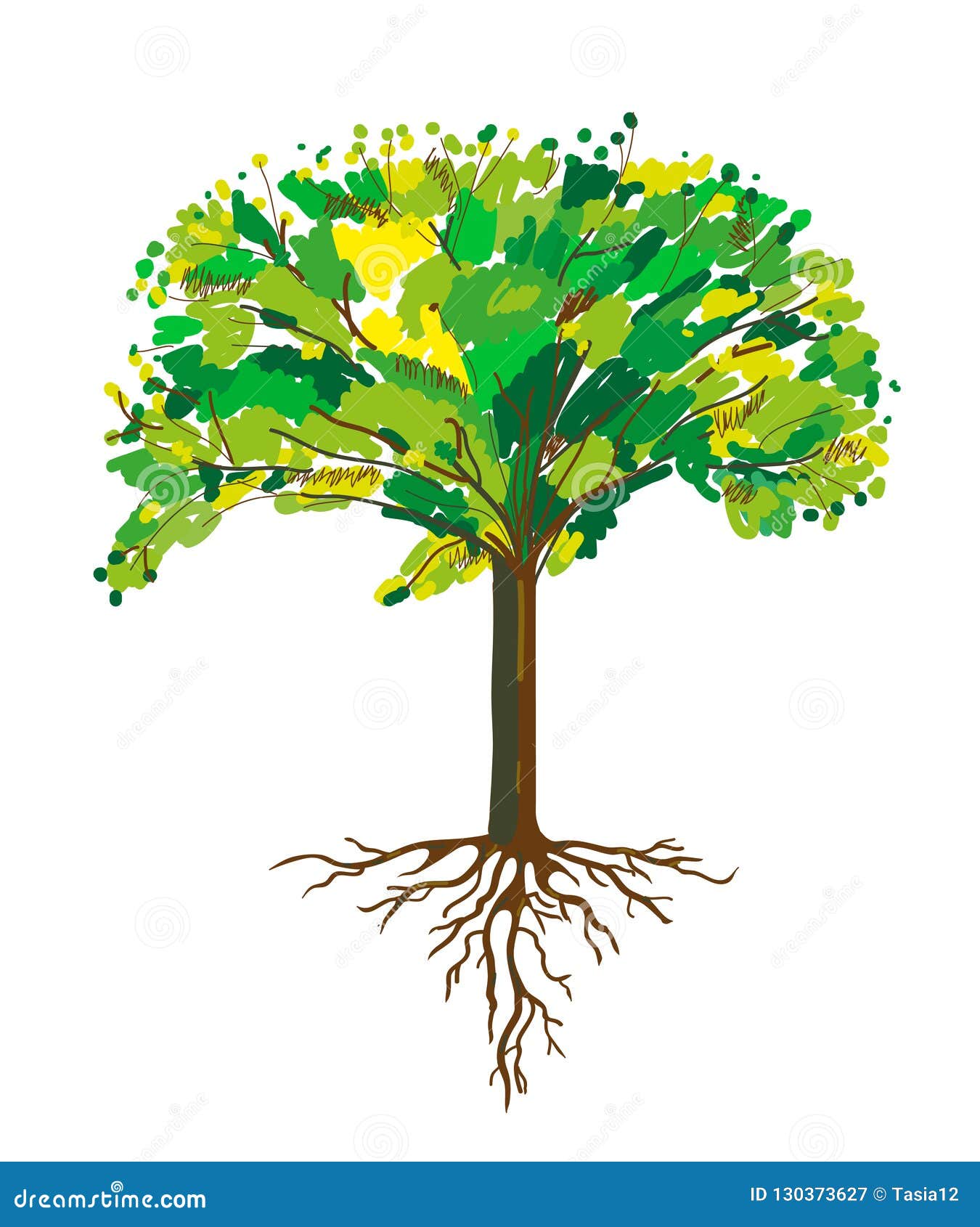 Tree and Roots Painting, Vector Illustration Stock Illustration ...