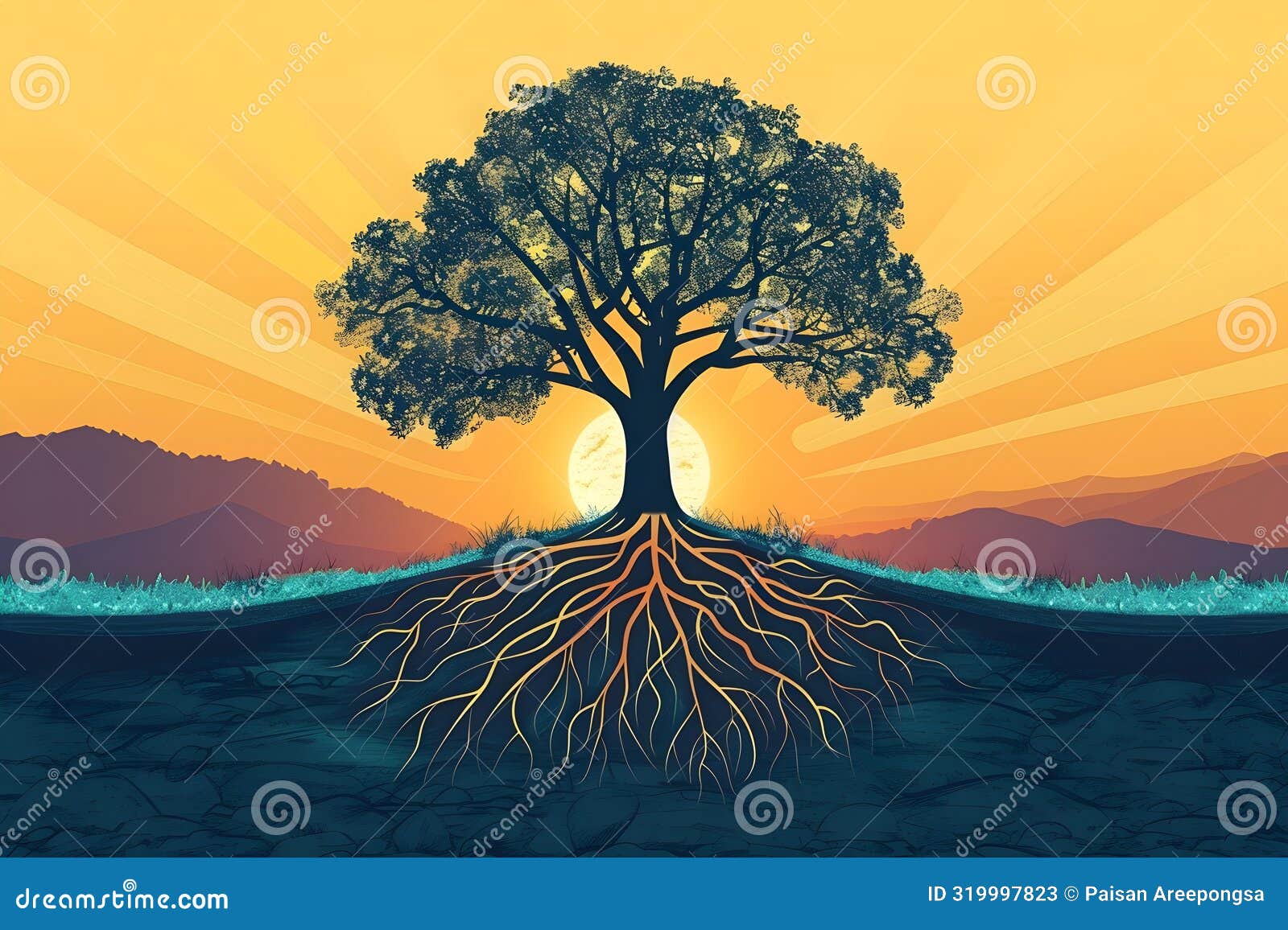 A Tree with Roots Representing Democratic Principles and Branches ...