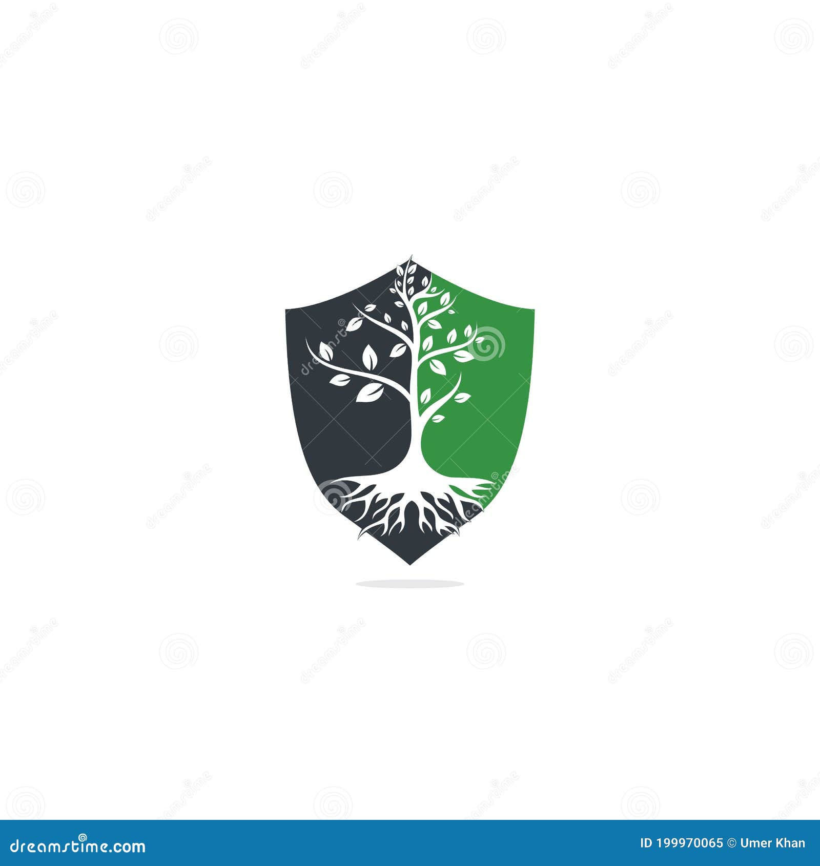 Tree Roots Shield Shape Concept Vector Logo Design. Stock Vector ...