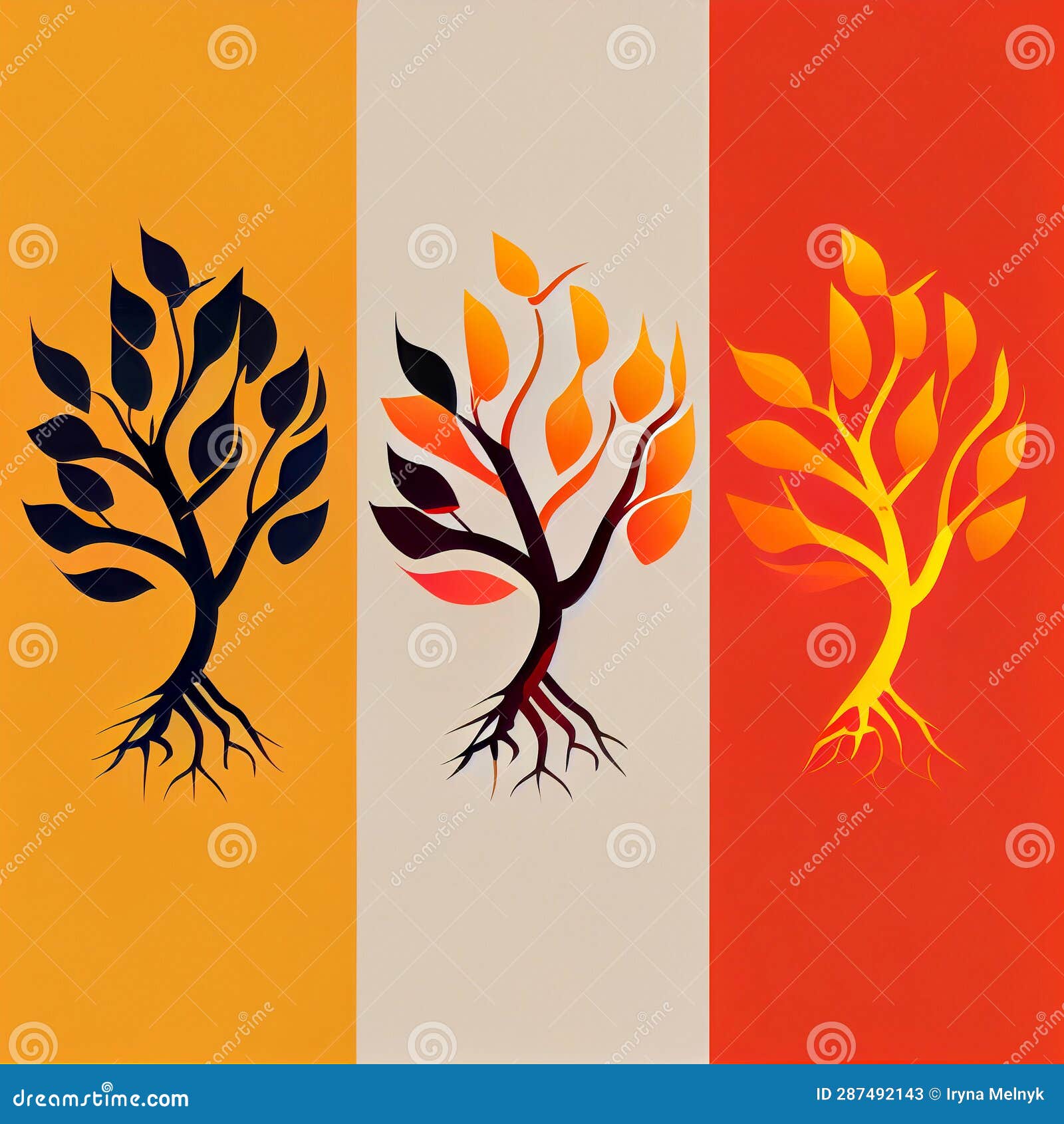 Tree and Roots Silhouette Logo Design Concept in Minimalist Vector ...