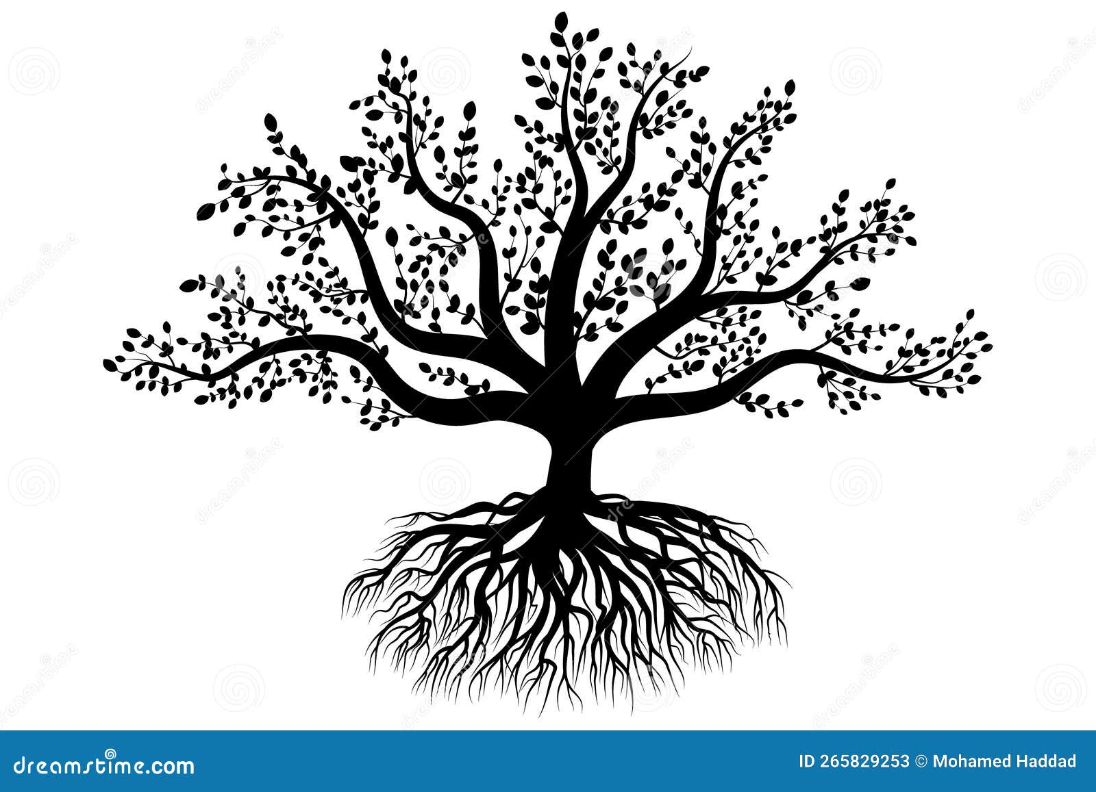 Tree with Roots Silhouette stock vector. Illustration of design - 265829253