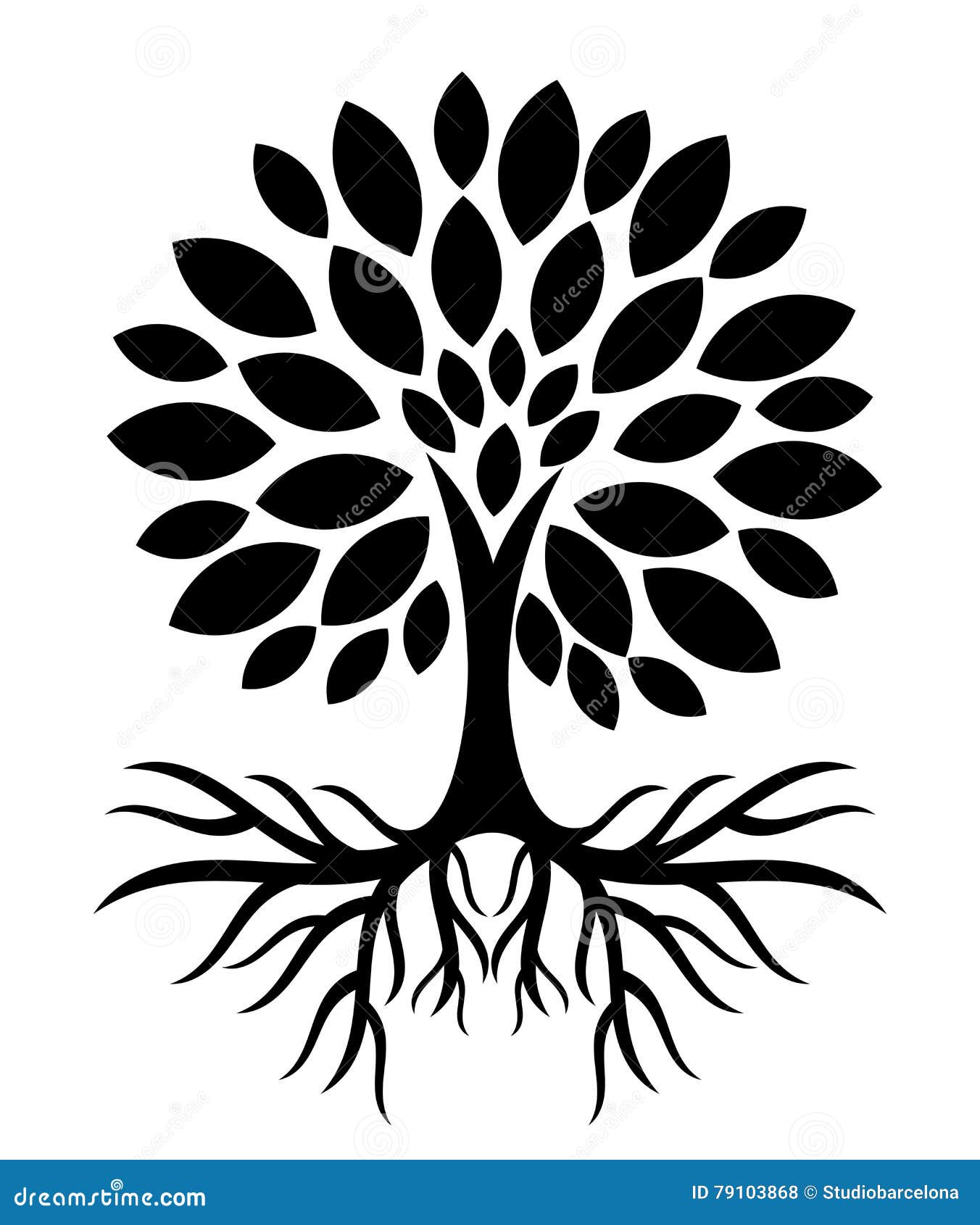 Simple Tree Outline With Roots