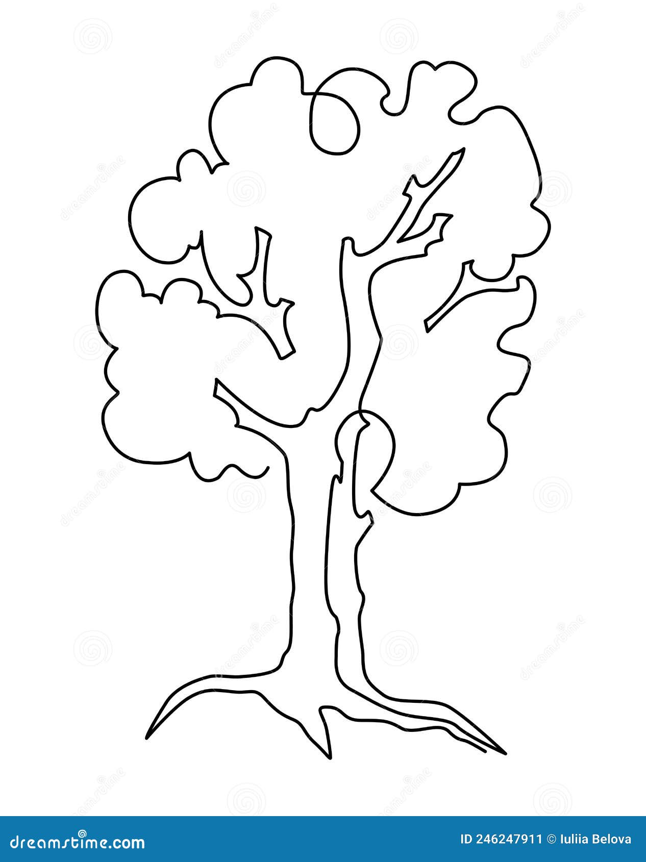 Tree with Roots. Single Continuous Line Drawing Illustration Stock ...