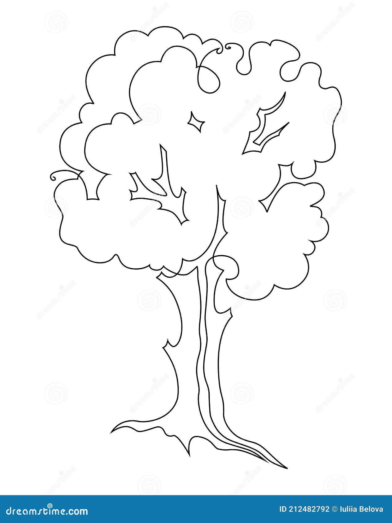 Tree with Roots. Single Continuous Line Drawing. Vector Illustration ...