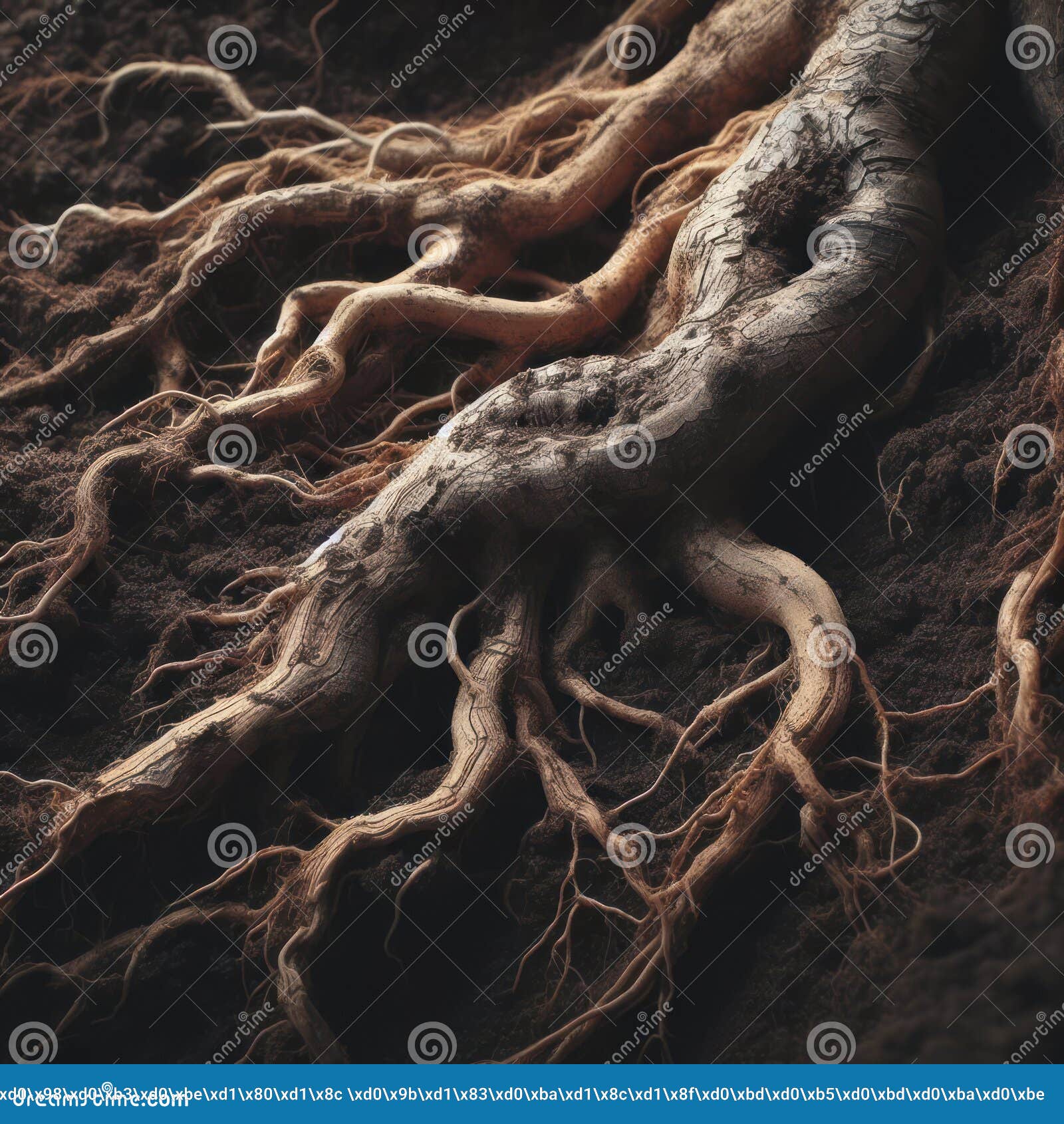 Tree Roots in Soil Close Up. Ai Generative Stock Illustration ...