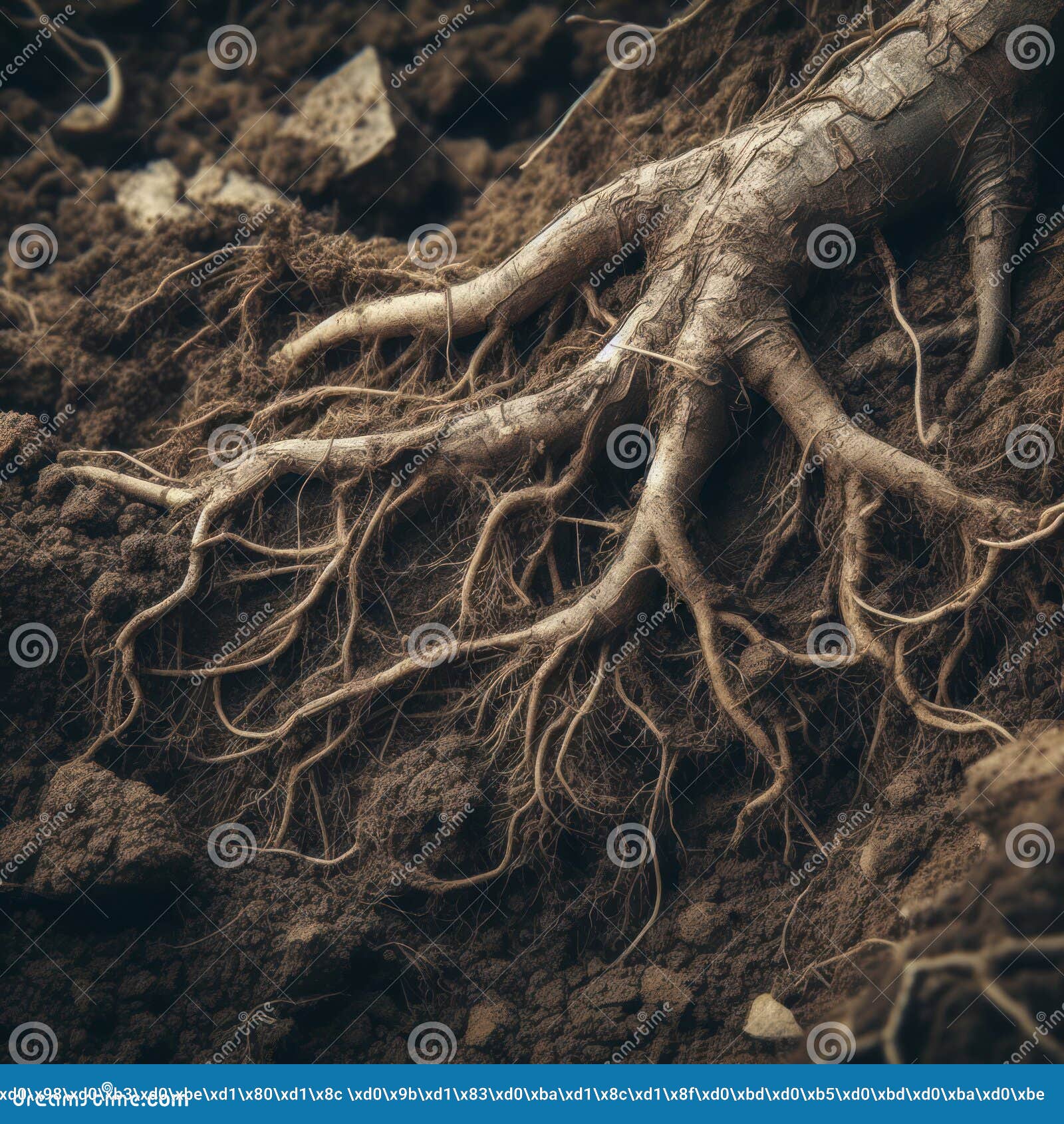Tree Roots in Soil Close Up. Ai Generative Stock Illustration ...