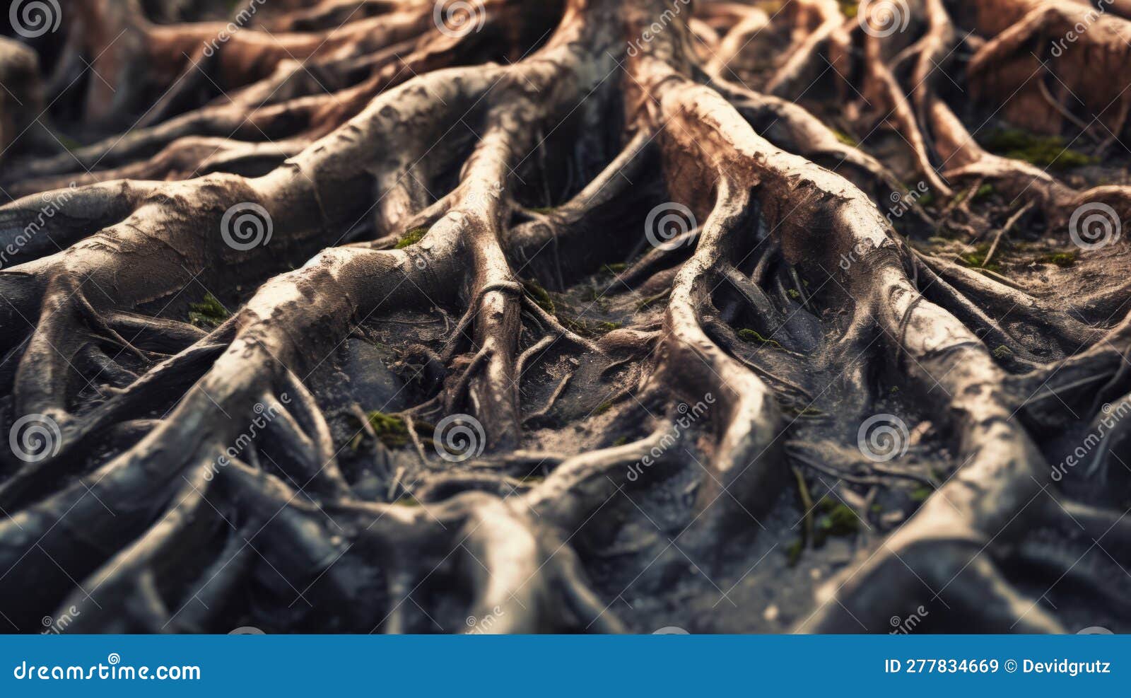 Tree Roots in Soil Close Up. Generative AI Stock Illustration ...