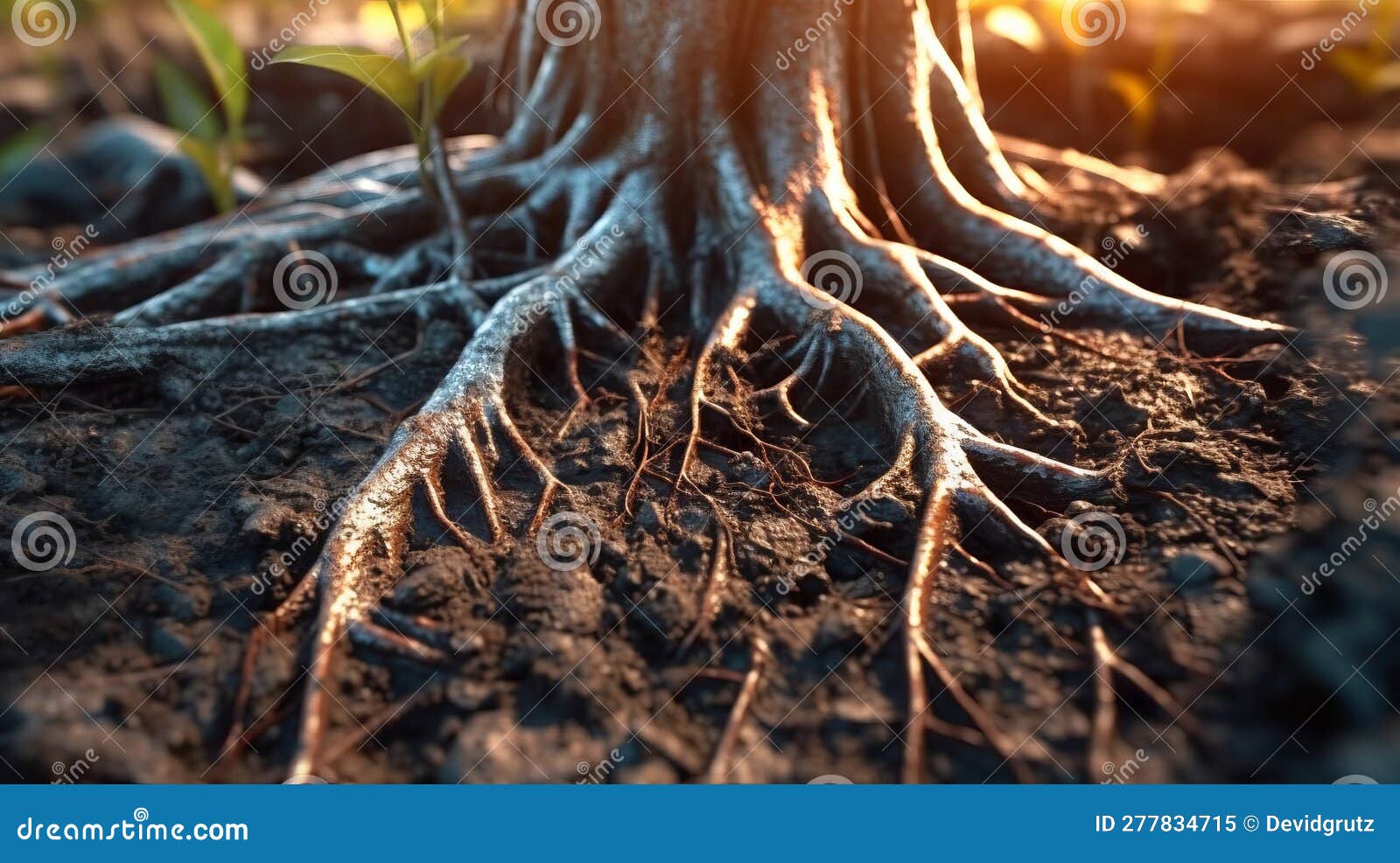 Tree Roots in Soil Close Up. Generative AI Stock Illustration ...