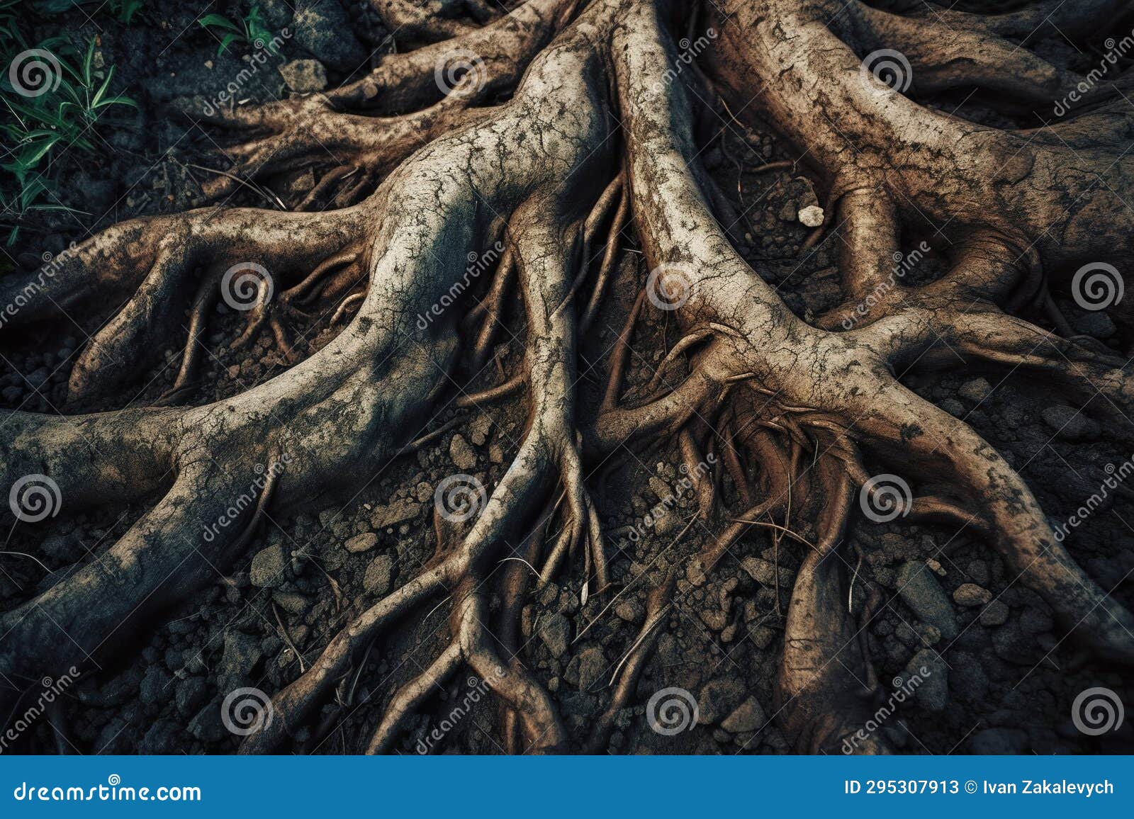 Tree Roots in Soil Close Up Underground Texture Illustration. Ai ...