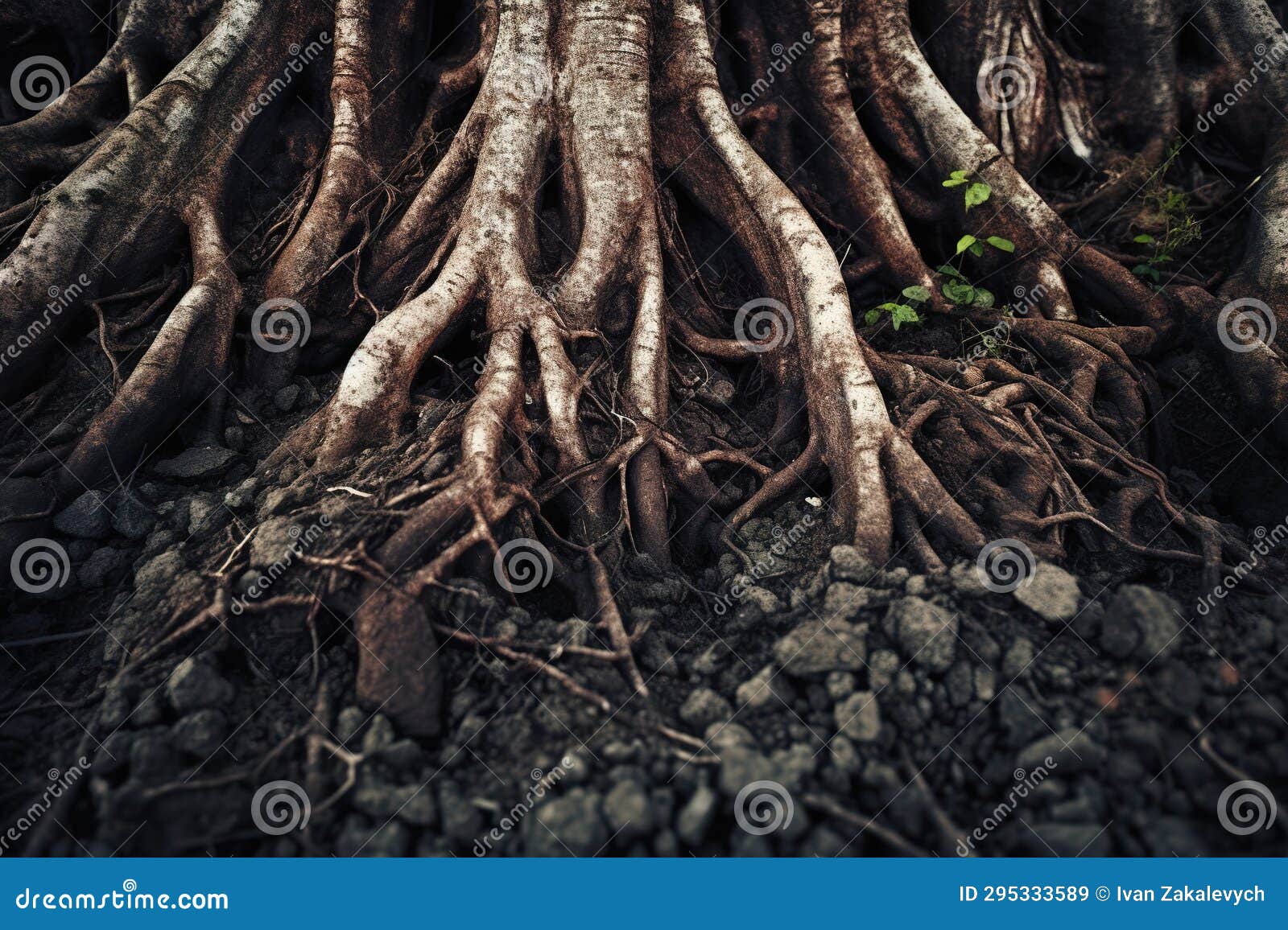 Tree Roots in Soil Close Up Underground Texture Illustration. Ai ...
