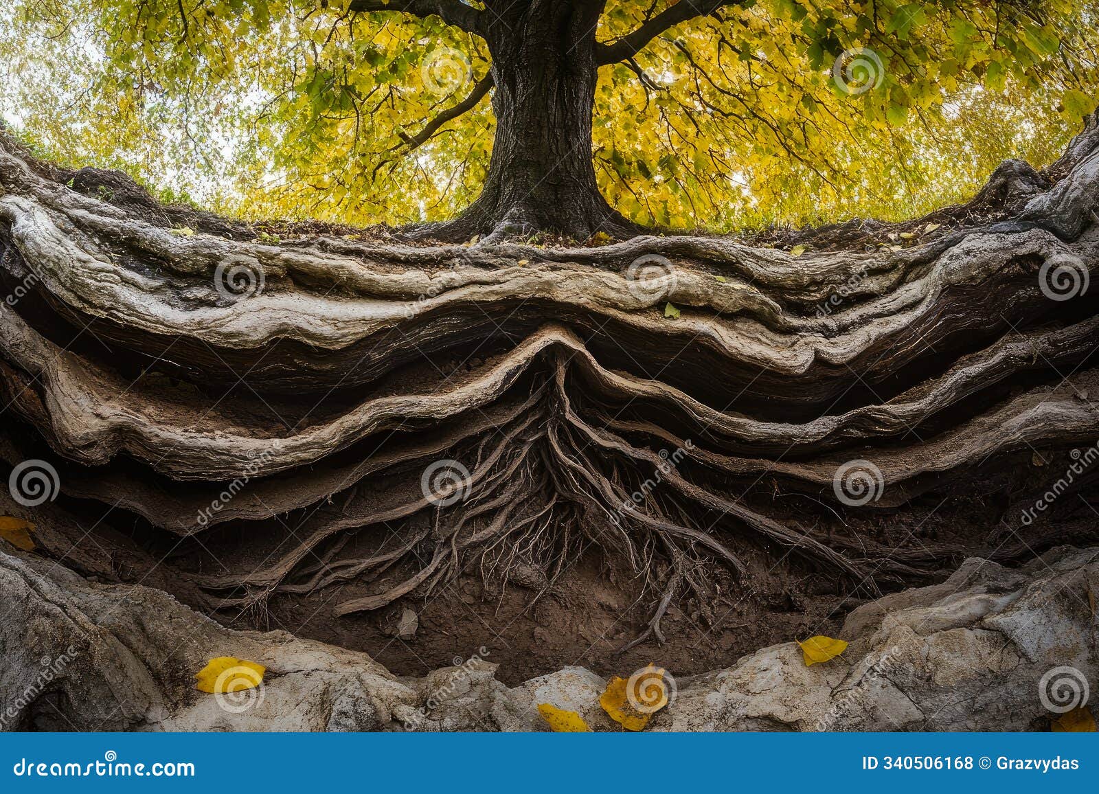 Tree with Roots in Soil, Soil Cross Section Stock Illustration ...