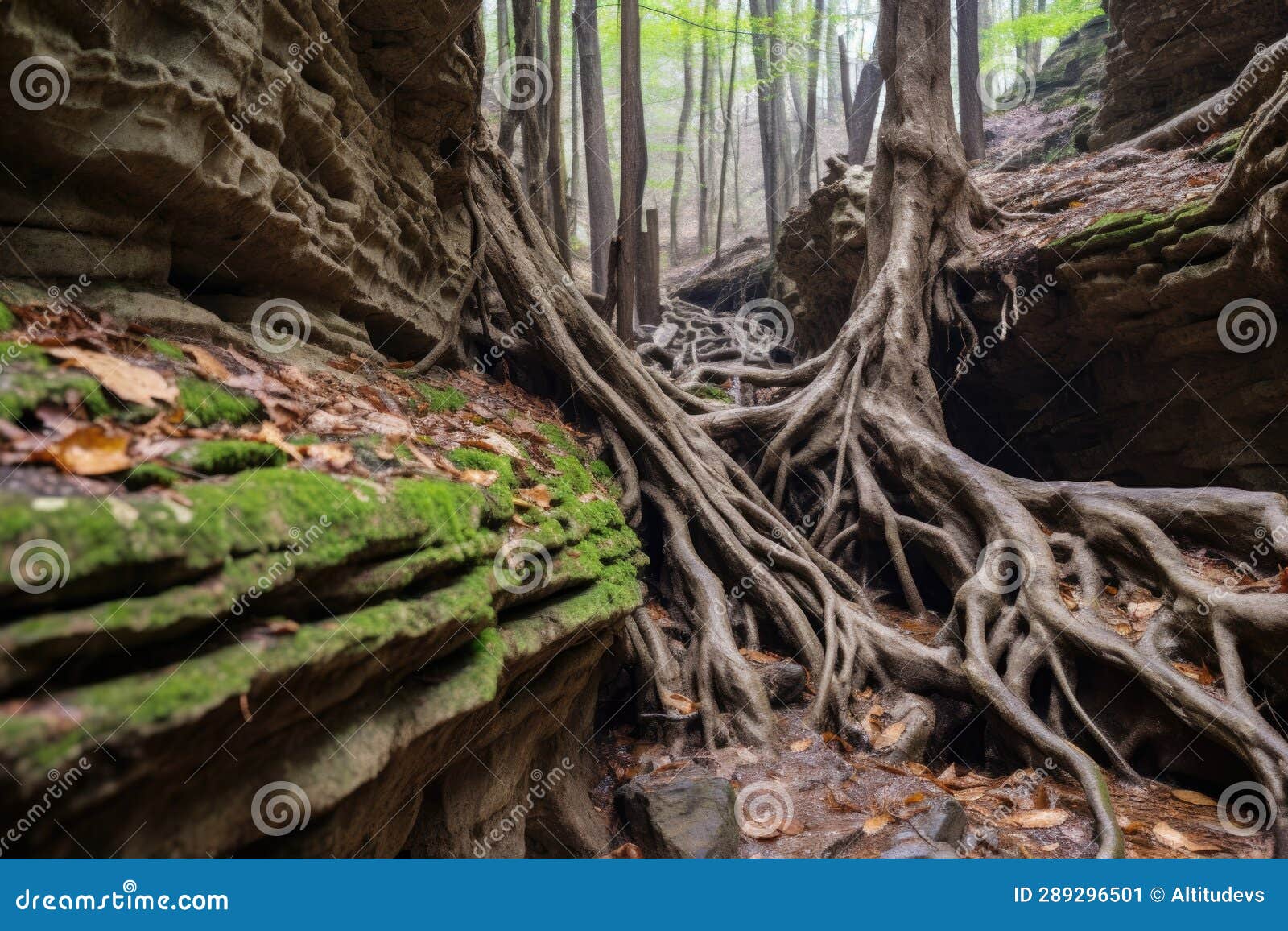 Tree Roots Sprawling Over a Rocky Cliff Stock Image - Image of erosion ...