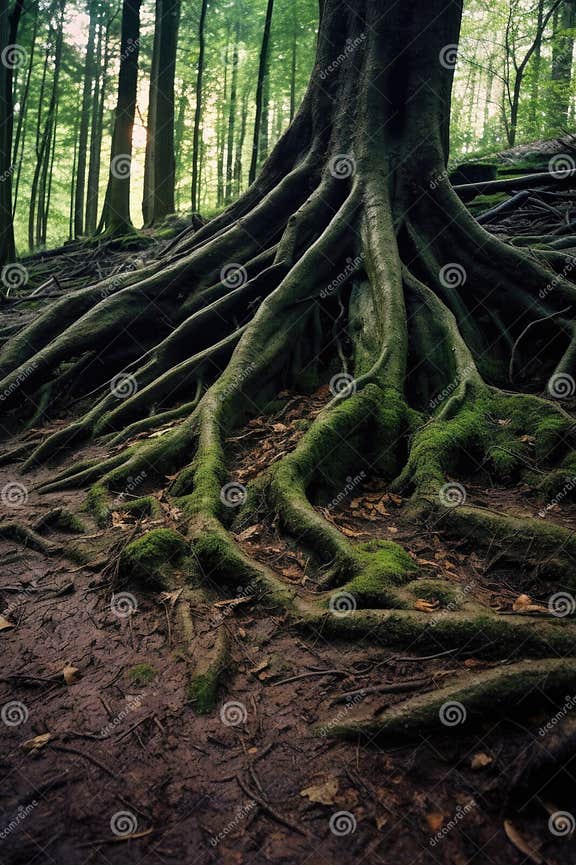 Tree Roots Spreading Out on Forest Floor Stock Illustration ...