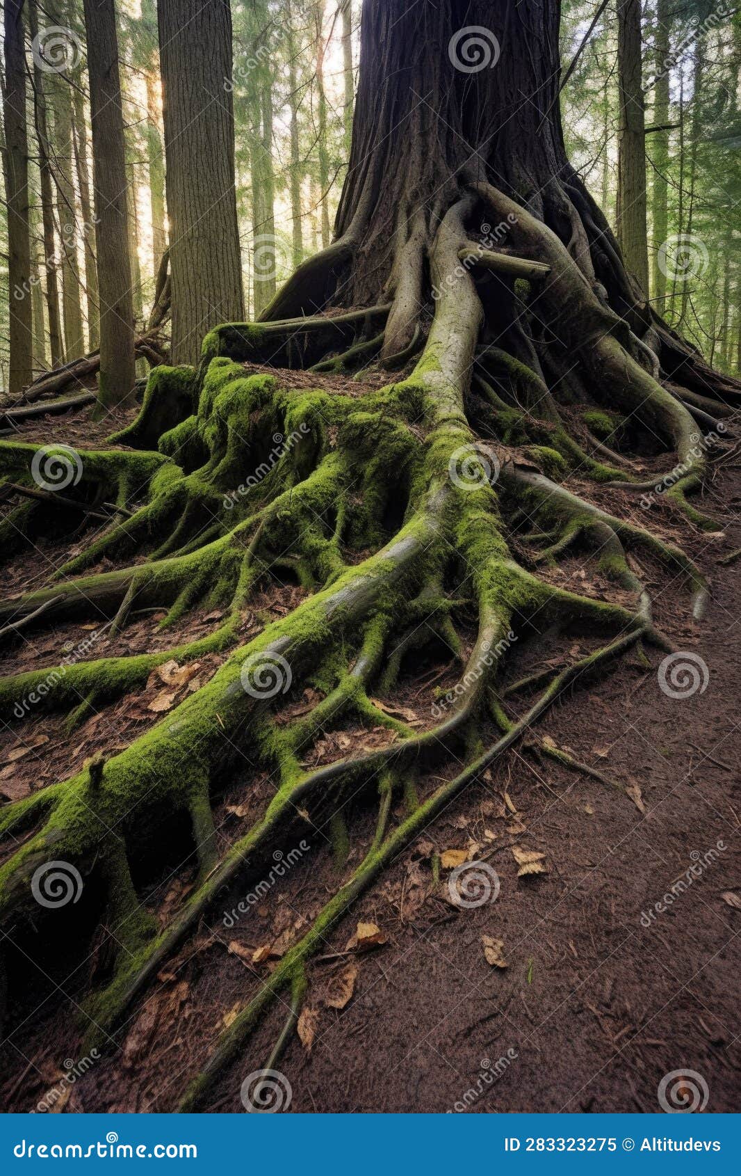 Tree Roots Spreading Out on Forest Floor Stock Illustration ...