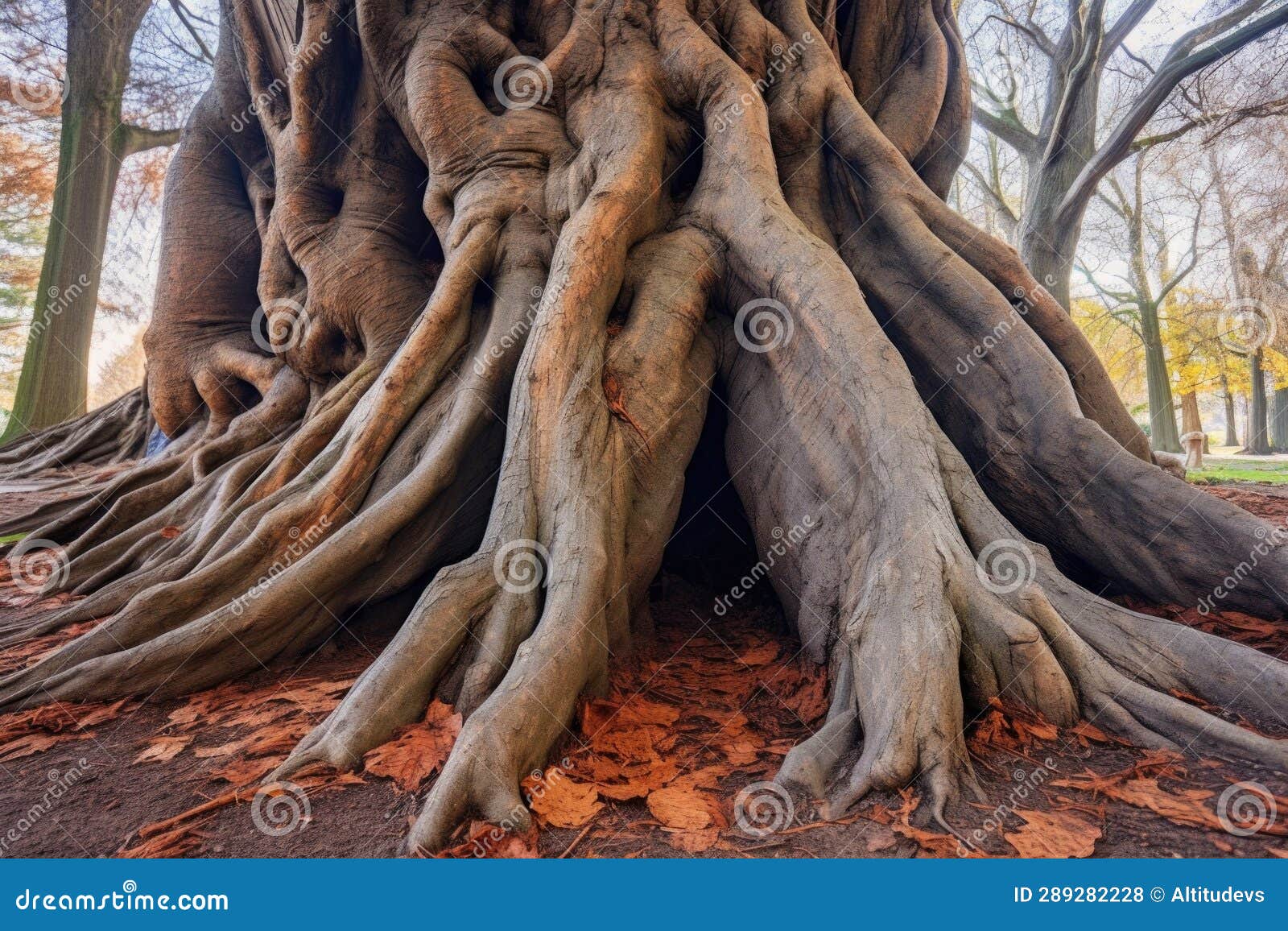 Tree Roots Spreading Out Like Veins from the Trunk Stock Photo - Image ...