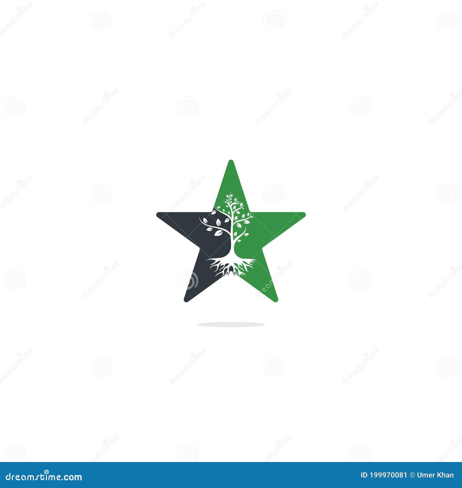 Tree Roots Star Shape Concept Vector Logo Design. Stock Vector ...