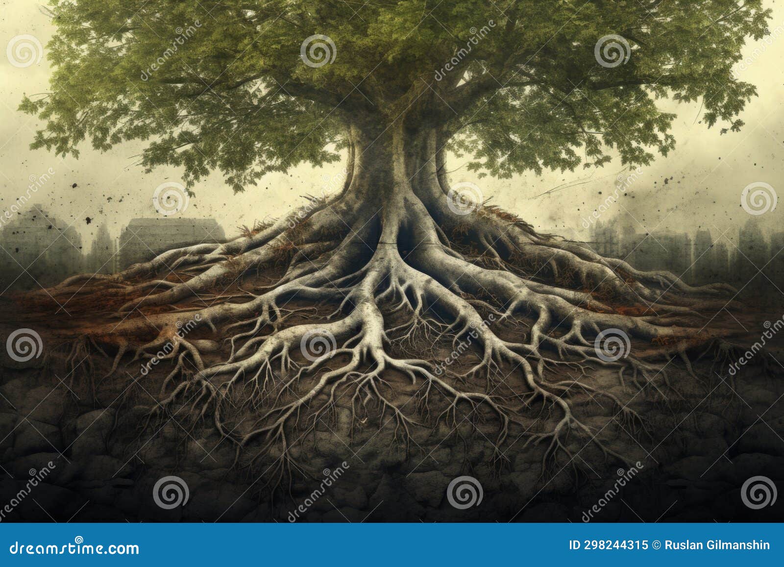 Tree Roots and Sunshine in a Green Forest Stock Image - Image of brown ...