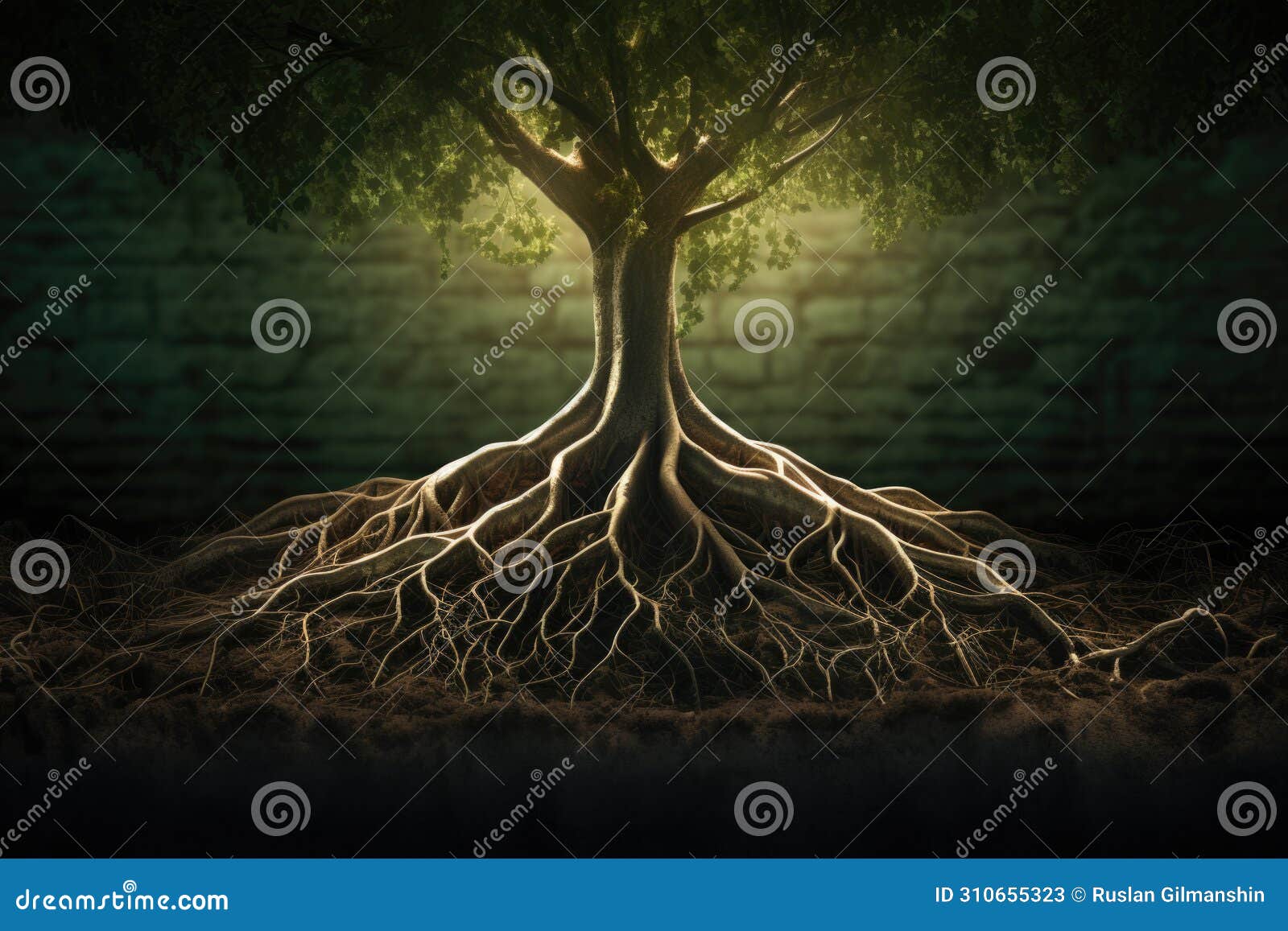 Tree Roots and Sunshine in a Green Forest Stock Image - Image of yellow ...