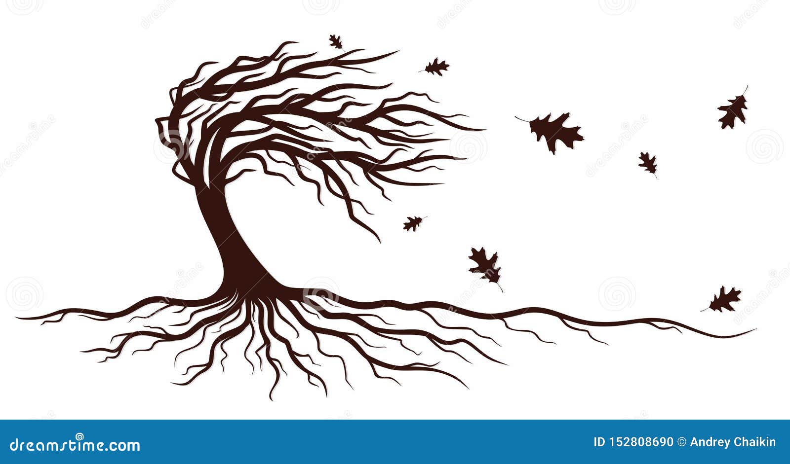 Tree with roots. stock vector. Illustration of branches - 152808690