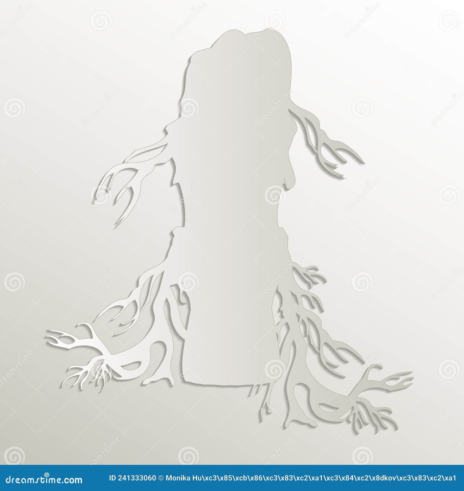 Tree with Roots Symbol Icon, Card Paper 3D Natural Stock Vector ...