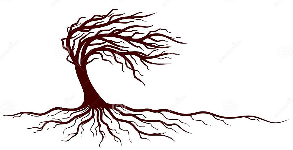 Tree with roots. stock vector. Illustration of flora - 150700020